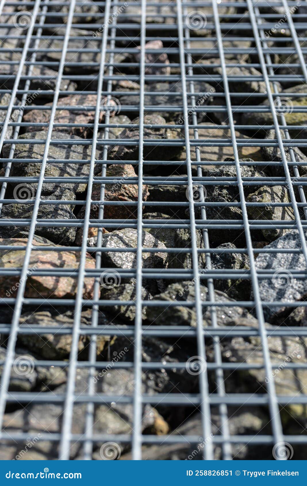 Top of a Gabion Stone Cage.. Stock Image - Image of city, wall: 258826851