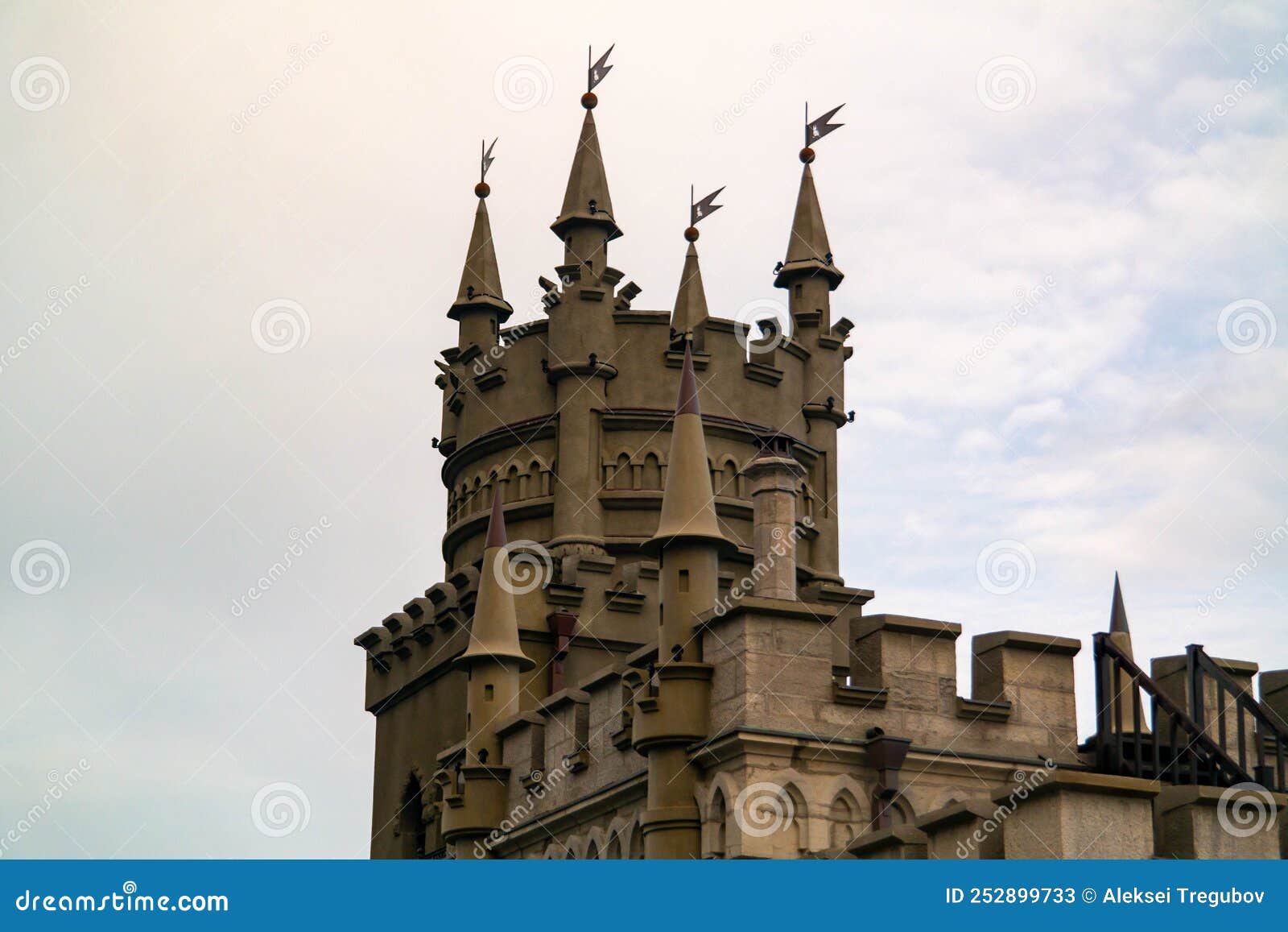 The Top of a Gothic Castle in Close-up Against a Cloudy Sky and Stock ...