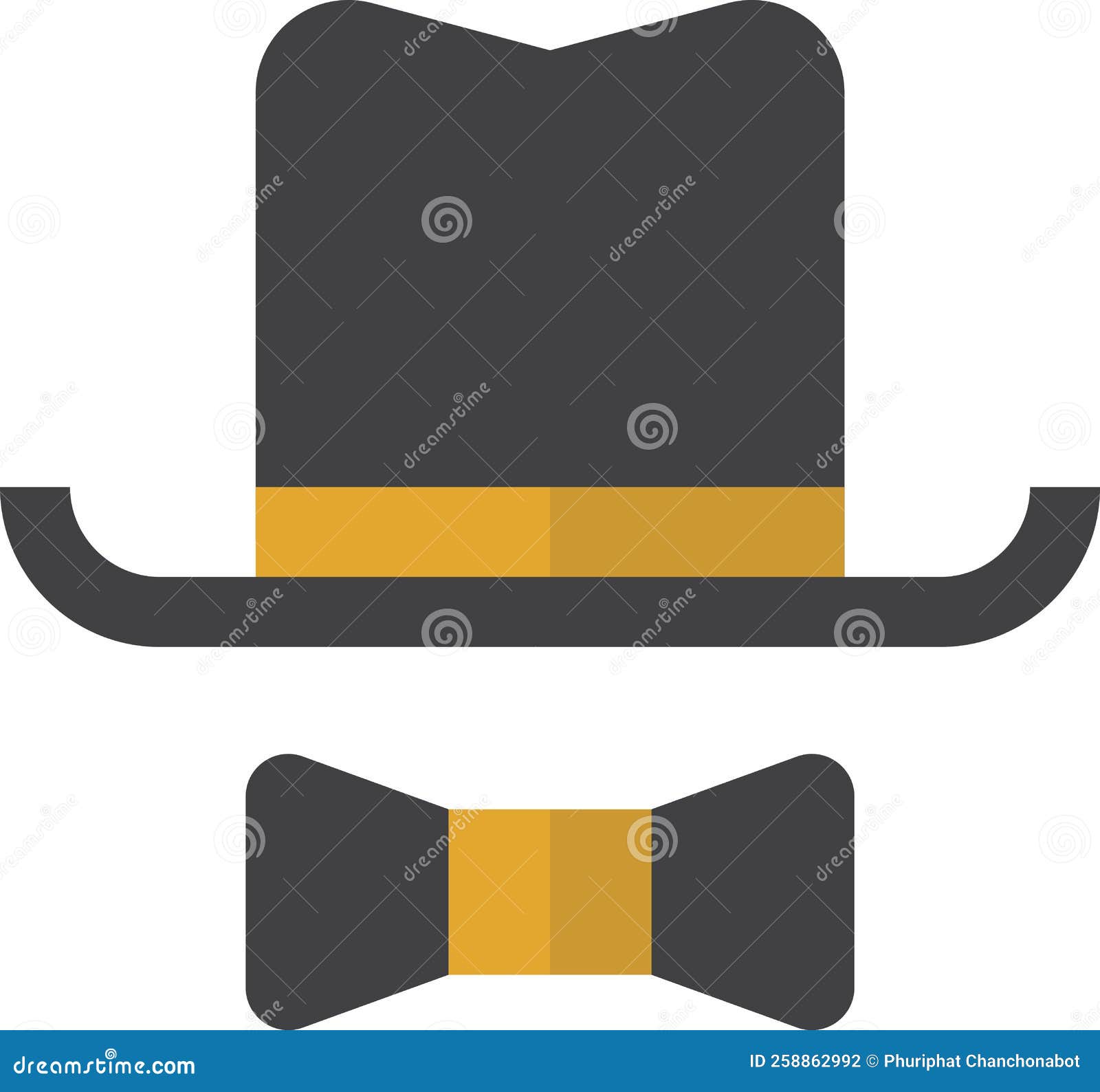 Top Hat with Bow Illustration in Minimal Style Stock Vector ...