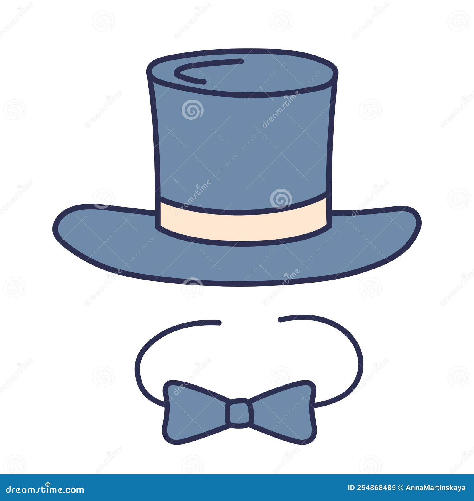 Top Hat and Bow Tie. Cartoon Style Stock Vector - Illustration of ...