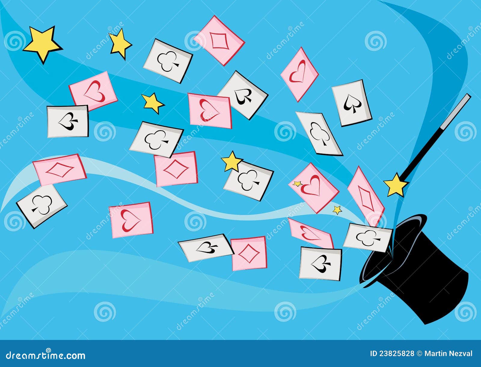 Top hat with Magic cards stock vector. Illustration of illusion - 23825828
