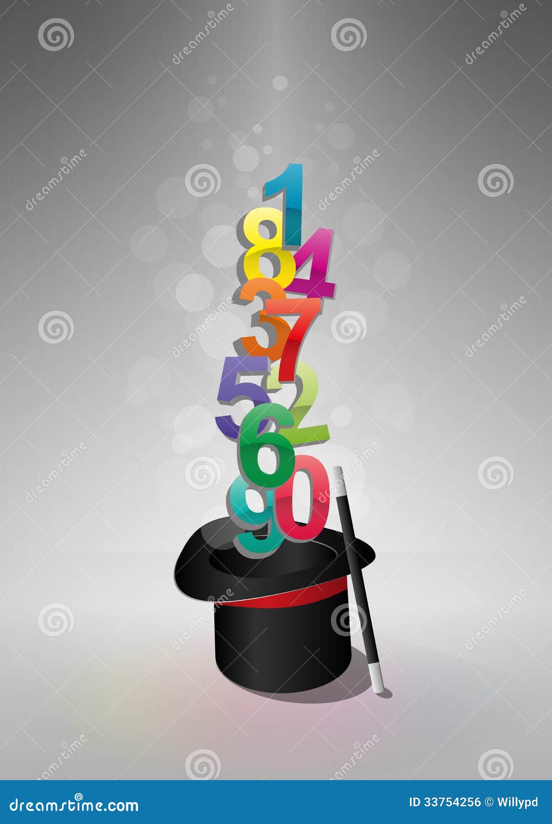Top hat magic numbers stock vector. Illustration of paranormal - 33754256