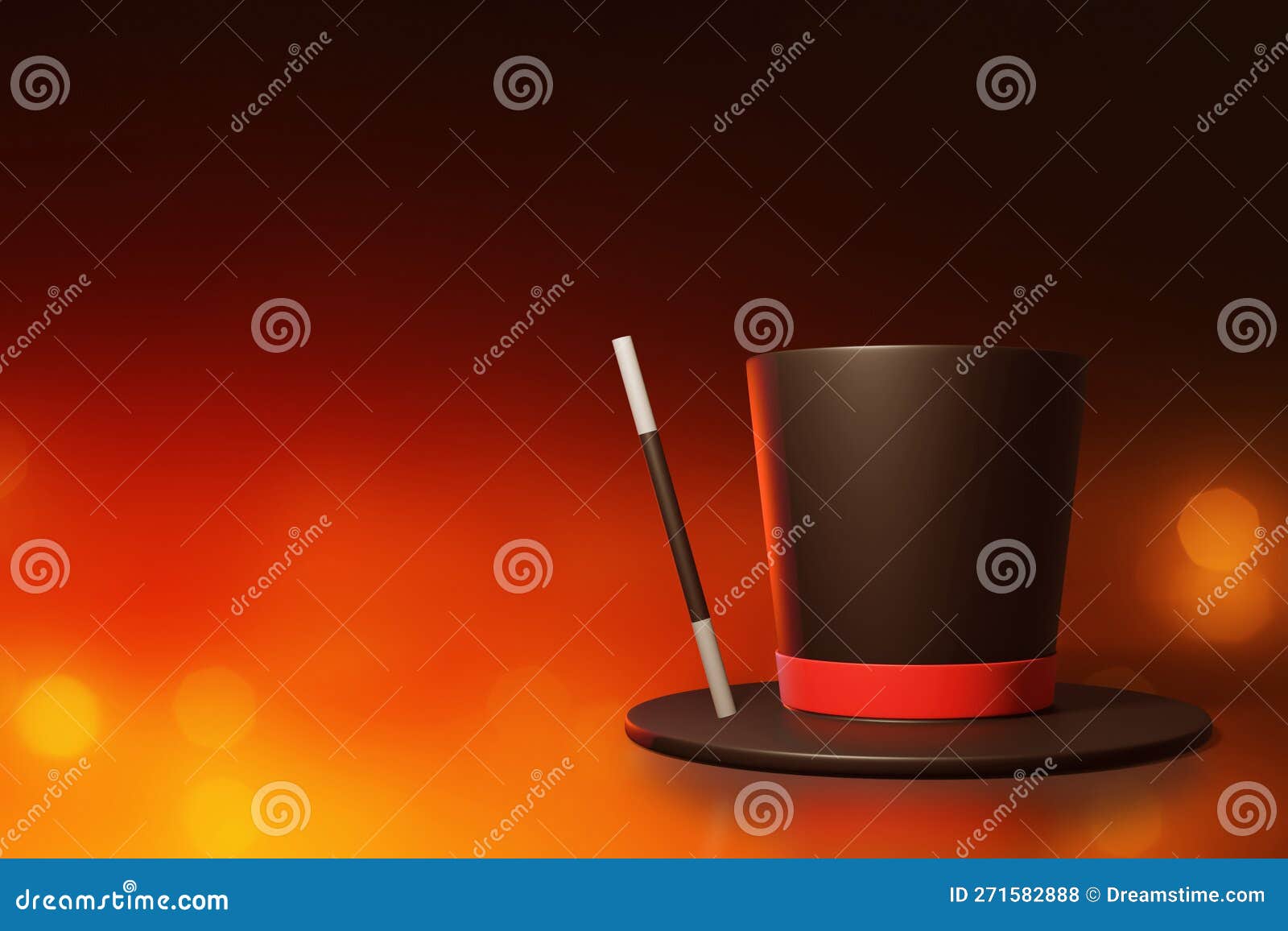 Top Hat Magic Wand on 3d Illustrations Stock Illustration ...