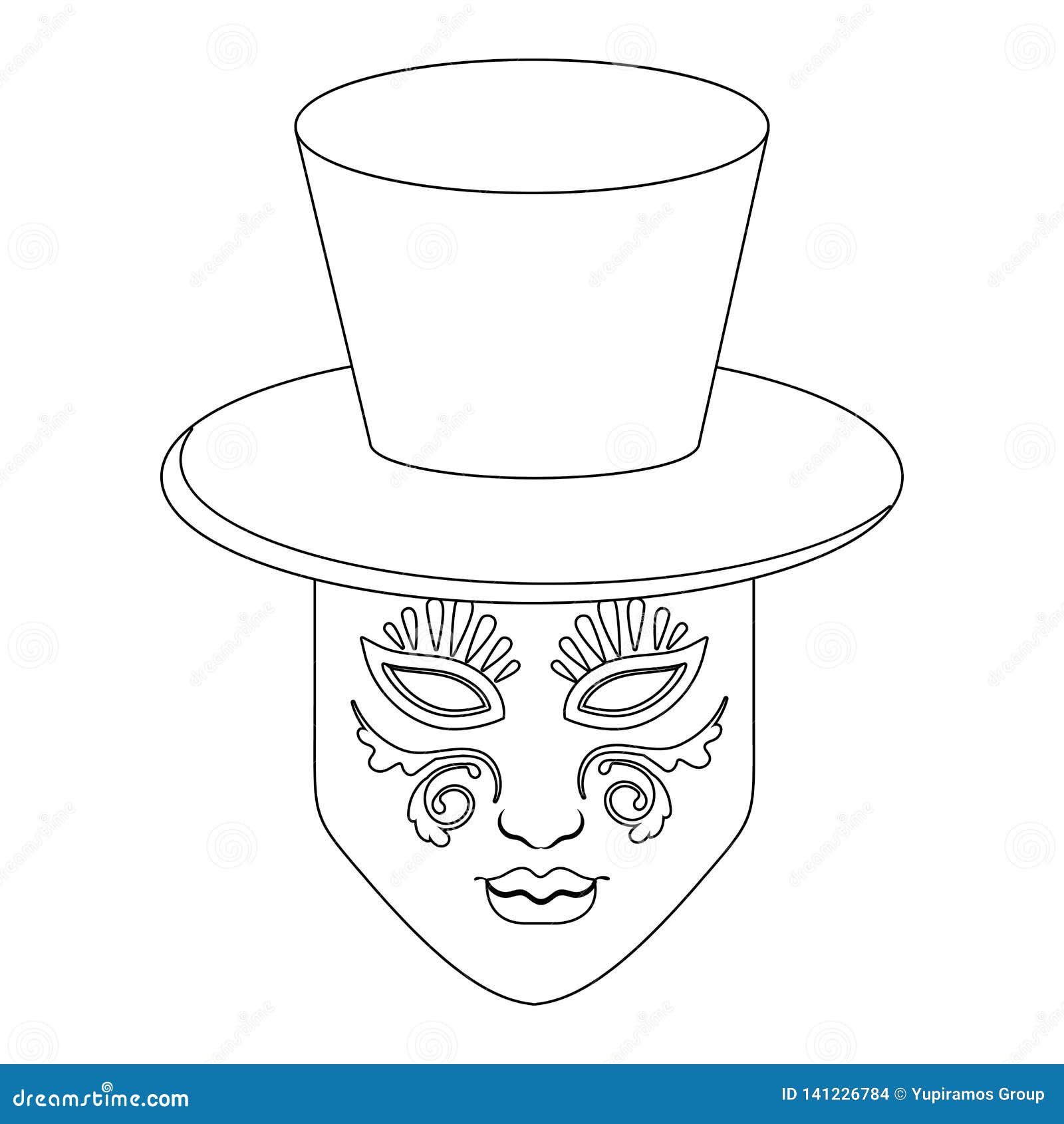 Top hat with mask stock vector. Illustration of bead - 141226784