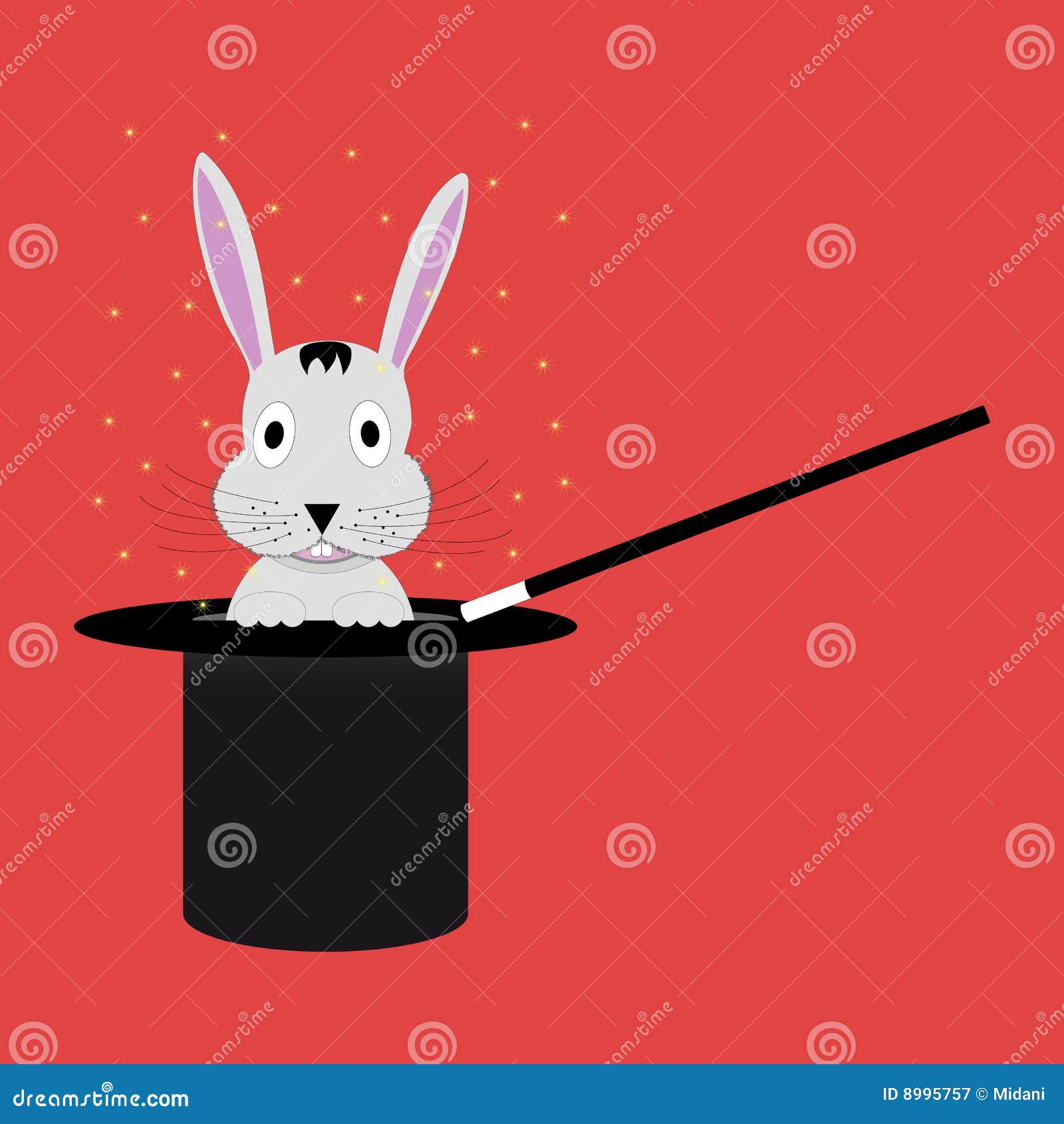 Top hat with rabbit stock vector. Illustration of bunny - 8995757
