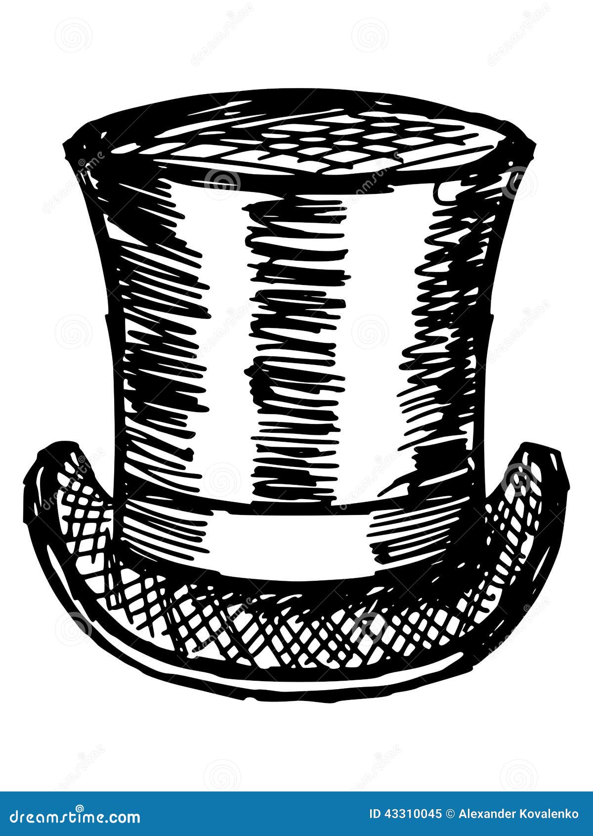 Top hat stock vector. Illustration of drawn, fashionable - 43310045