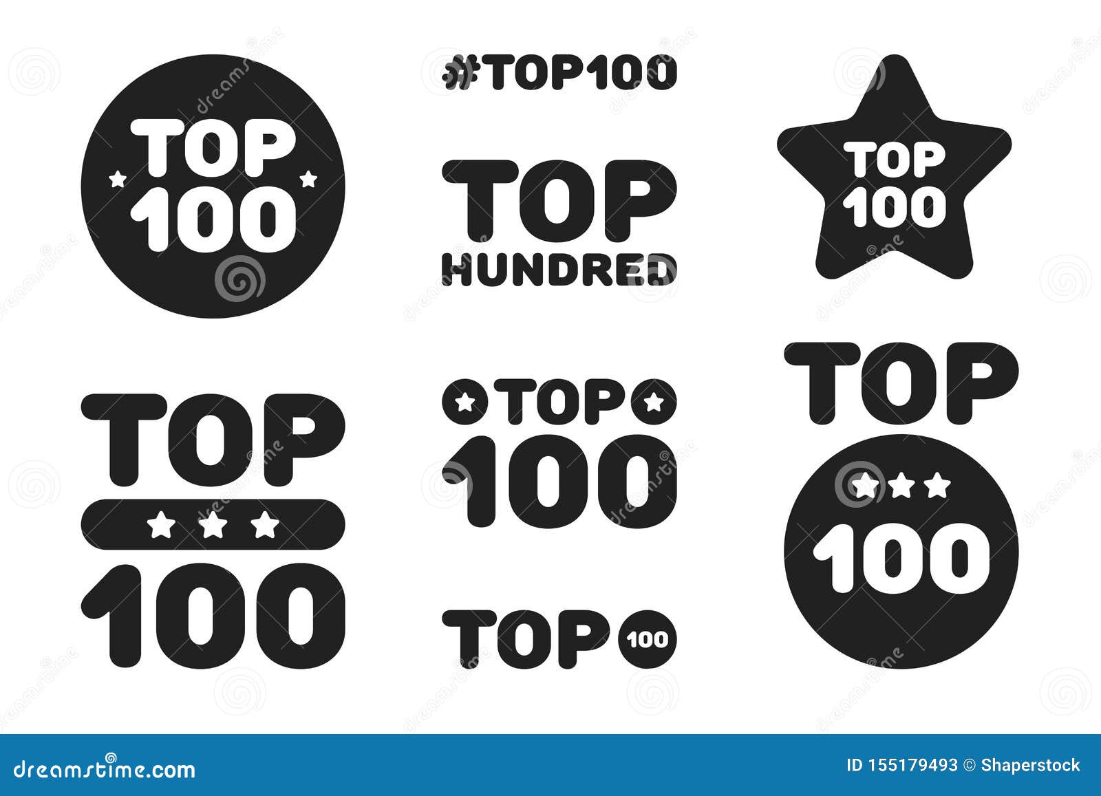 Top Hundred 100 Black and White Icon Set. Vector Illustration Stock ...