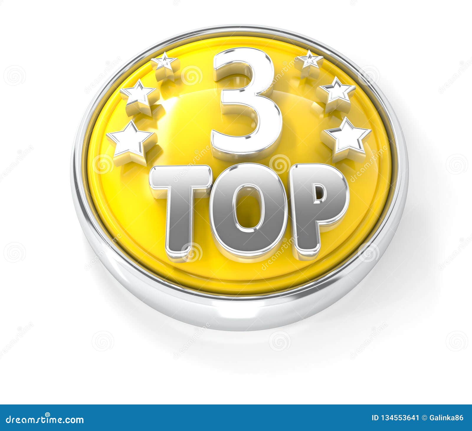 TOP 3 Icon on Glossy Yellow Round Button Stock Illustration ...