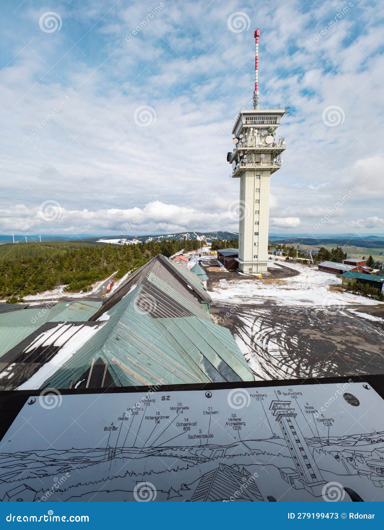 Top of the Klinovec Mountain Rectangular Broadcasting Tower Stock Image ...