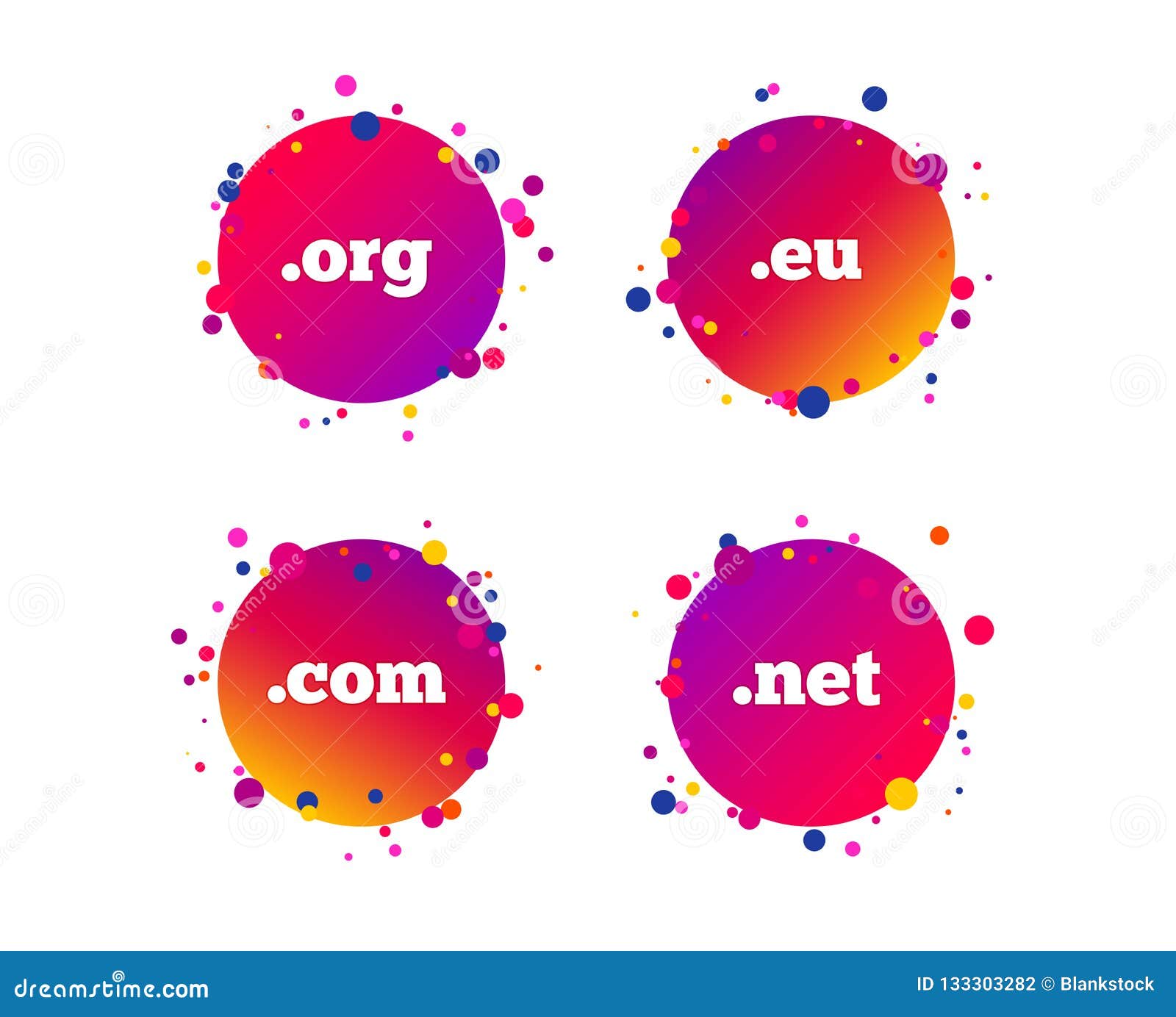 Top-level Domains Signs. Com, Eu, Net and Org. Vector Stock Vector ...
