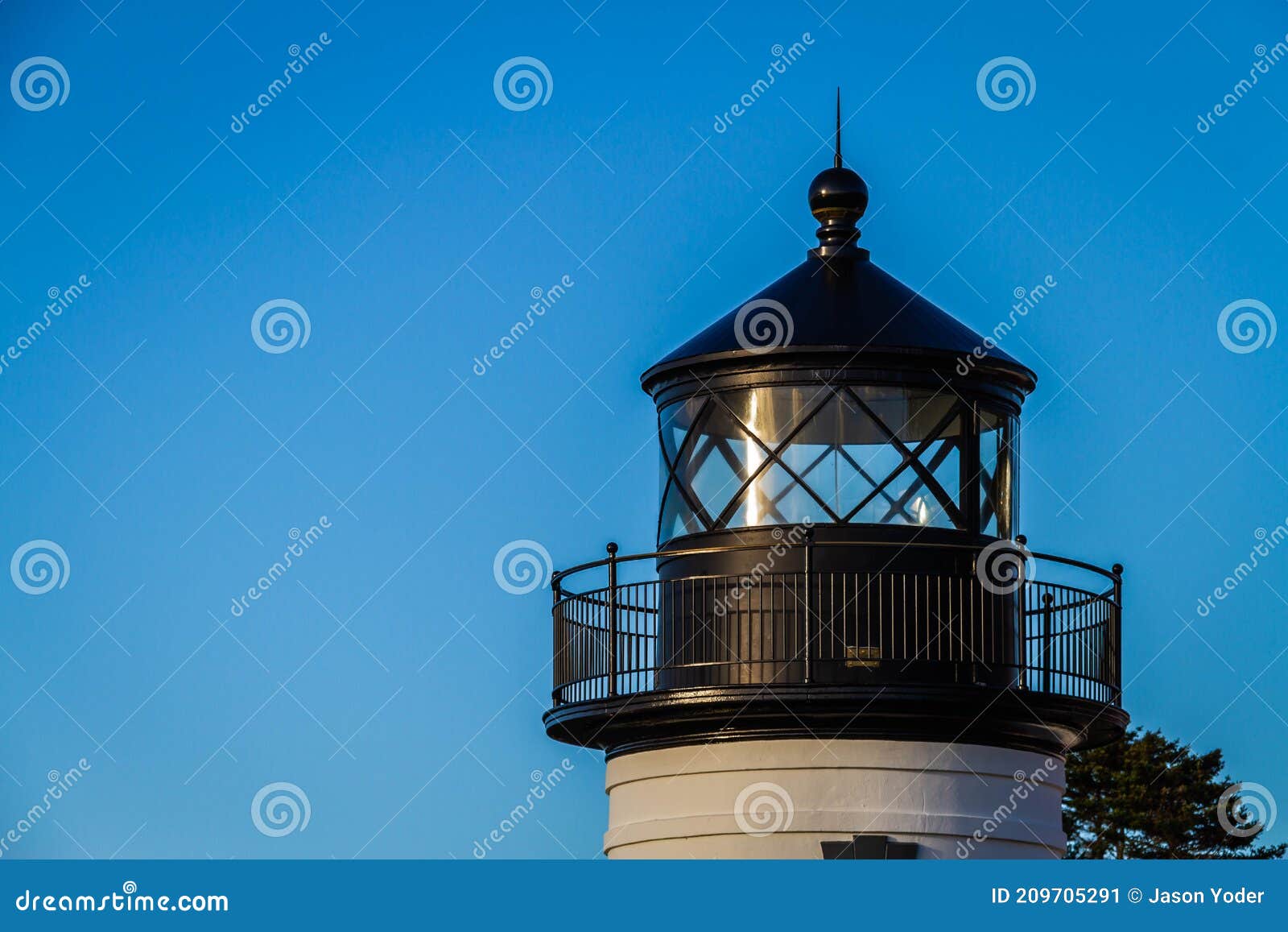 The Top of a Lighthouse in Daylight Against a Cloudless Sky Stock Image ...