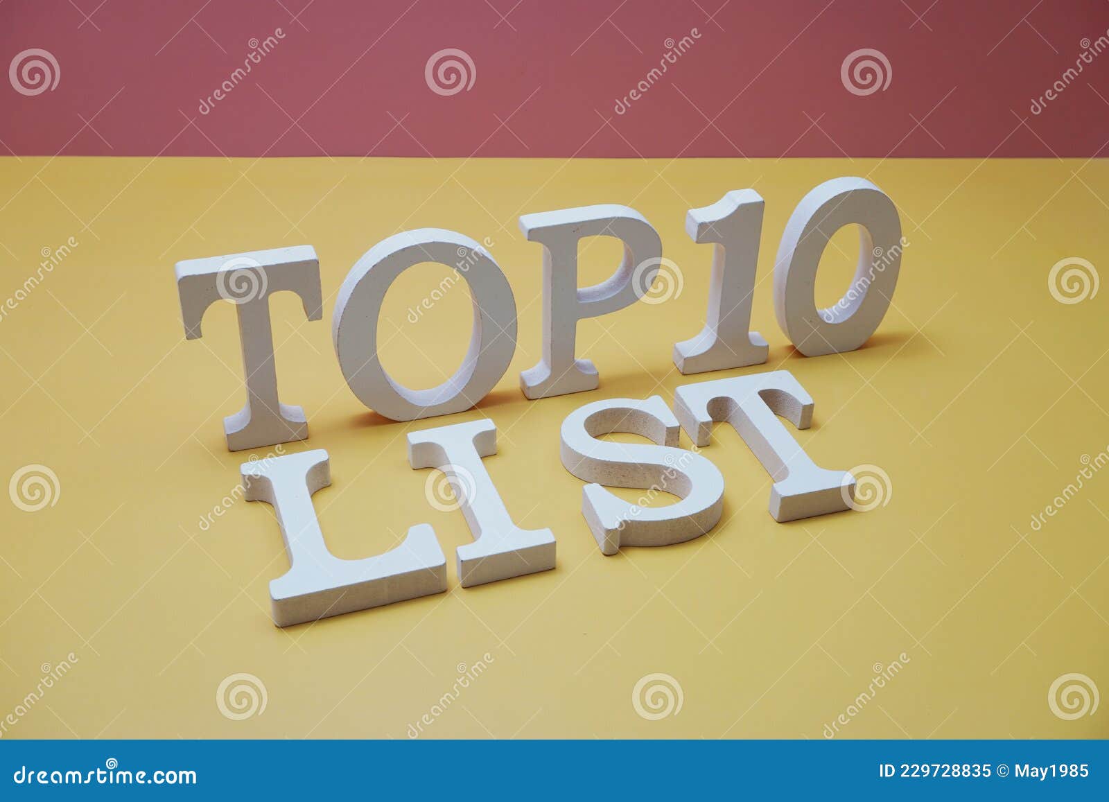 Top 10 List Alphabet Letter on Yellow Background Stock Image - Image of ...