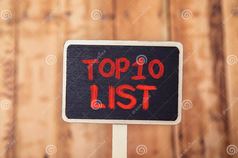 Top 10 list on board stock photo. Image of champion - 217359890