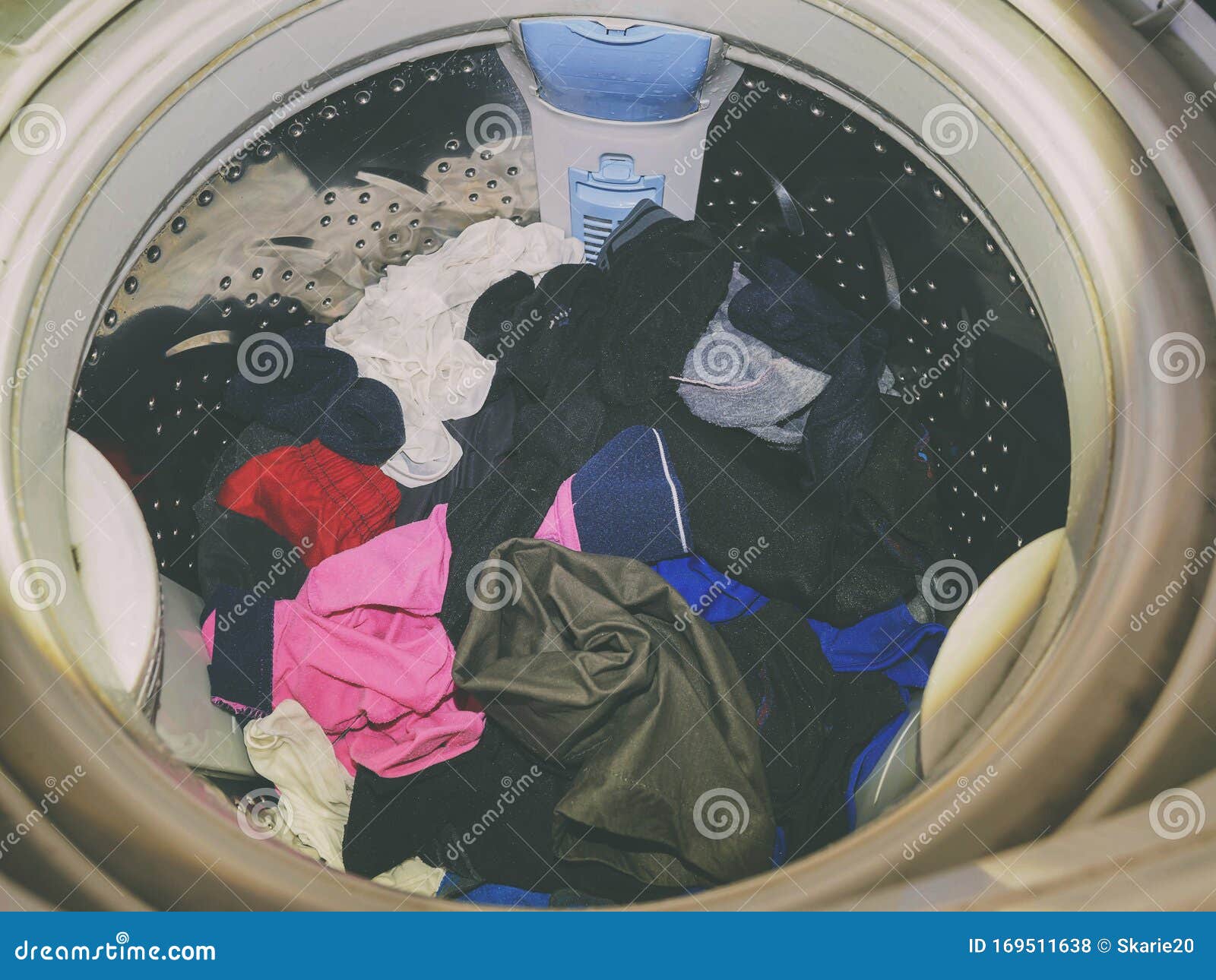 Top Loading Washing Machine Washes Laundry. Internal View of a Washing ...