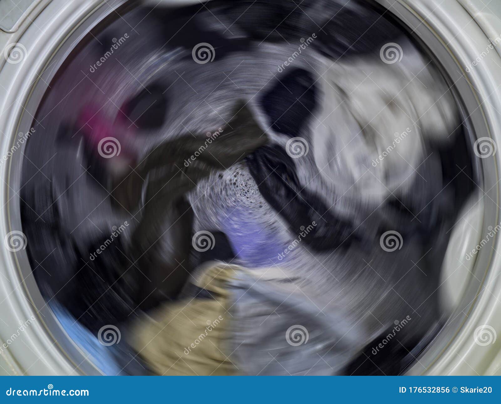 Top Loading Washing Machine Washes Laundry. Internal View of a Washing ...