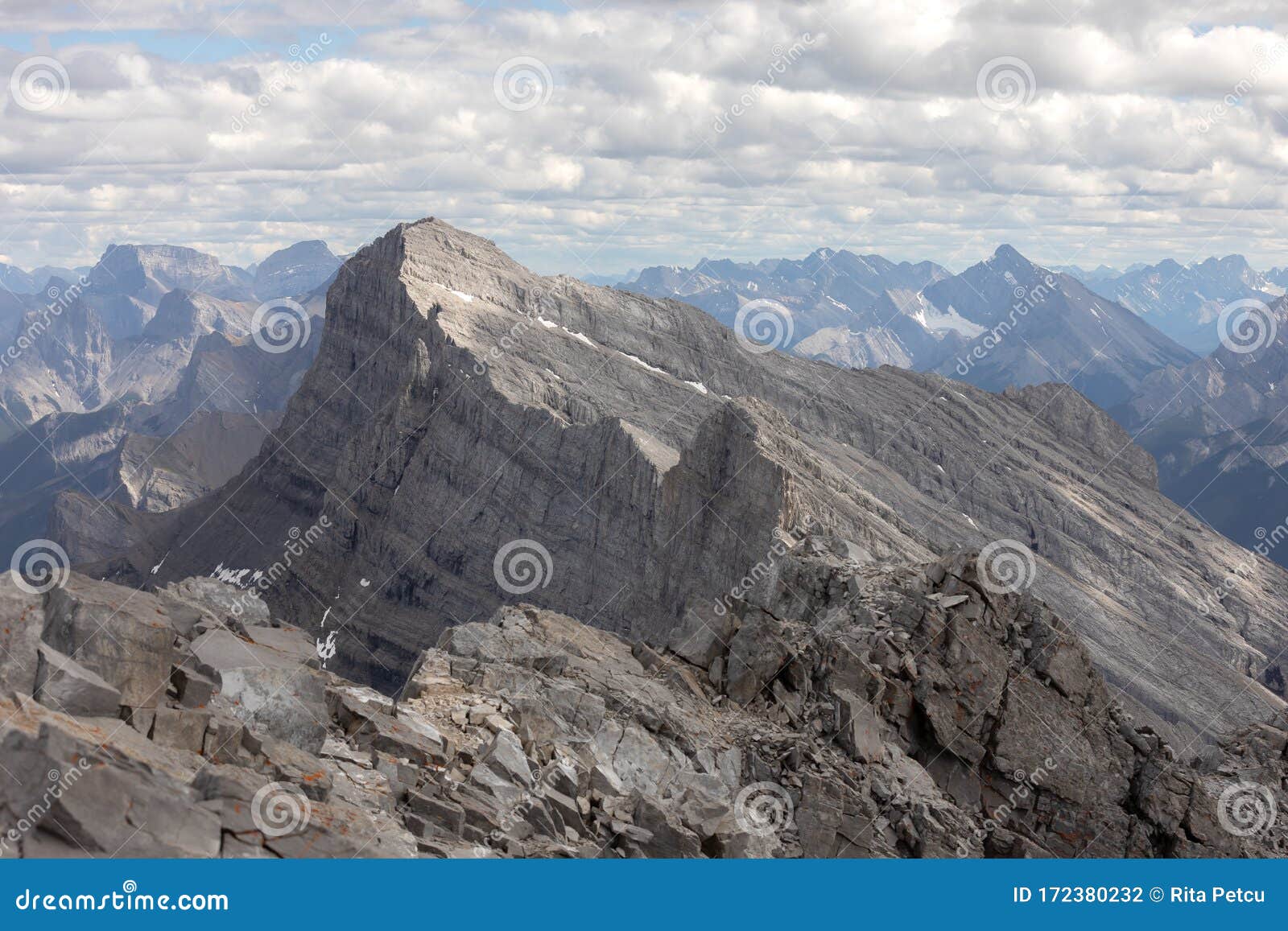 On the top of Mount Rundle stock photo. Image of clouds - 172380232