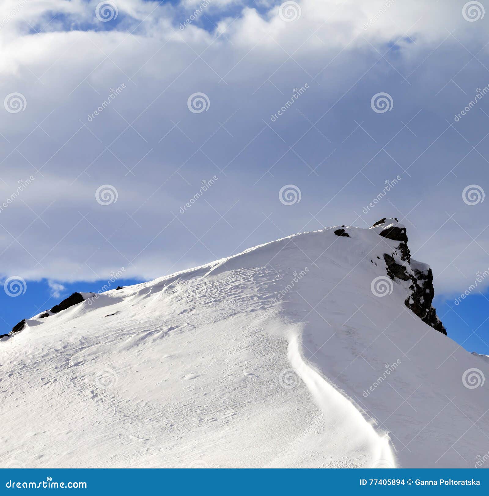 Top of Mountains with Snow Cornice after Snowfall Stock Photo - Image ...