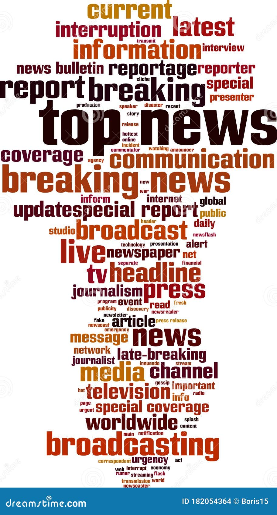 Top news word cloud stock vector. Illustration of story - 182054364