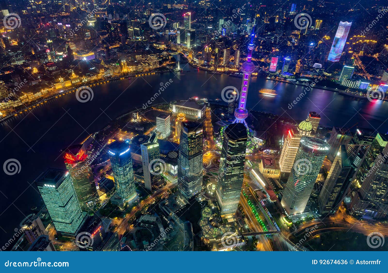 Top Night View of Shanghai Skyline, China Editorial Photo - Image of ...