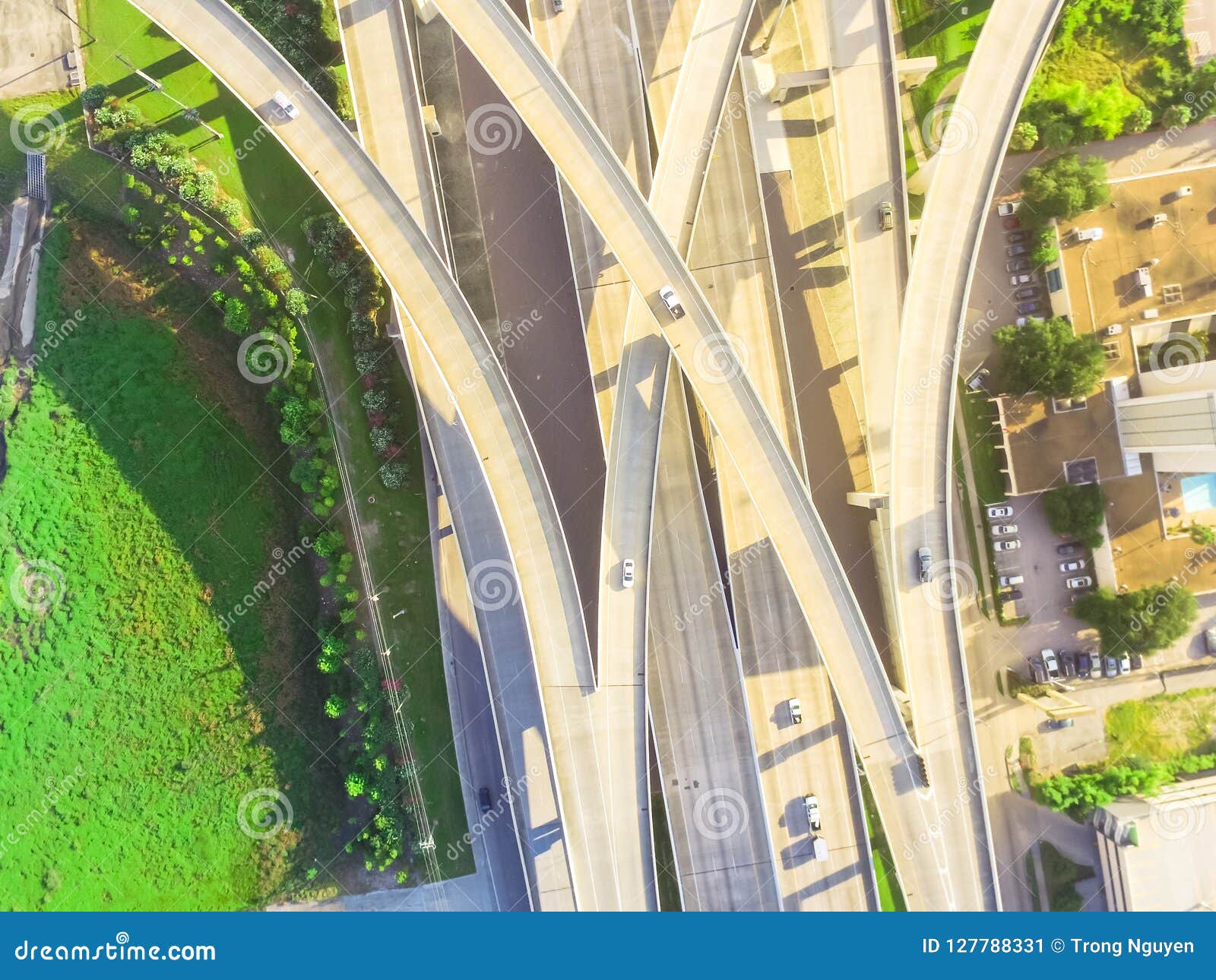 Top Ninety Degree View Stack Interchange Expressway in Houston, Stock ...
