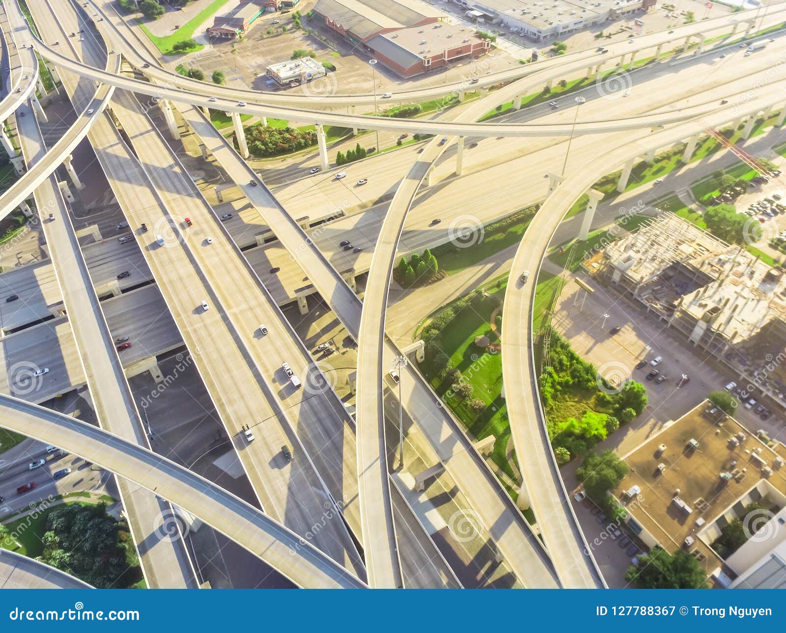 Top Ninety Degree View Stack Interchange Expressway in Houston, Stock ...