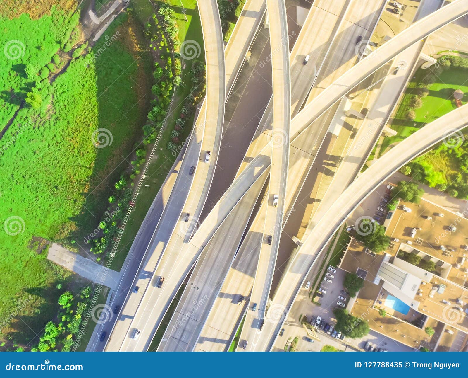 Top Ninety Degree View Stack Interchange Expressway in Houston, Stock ...