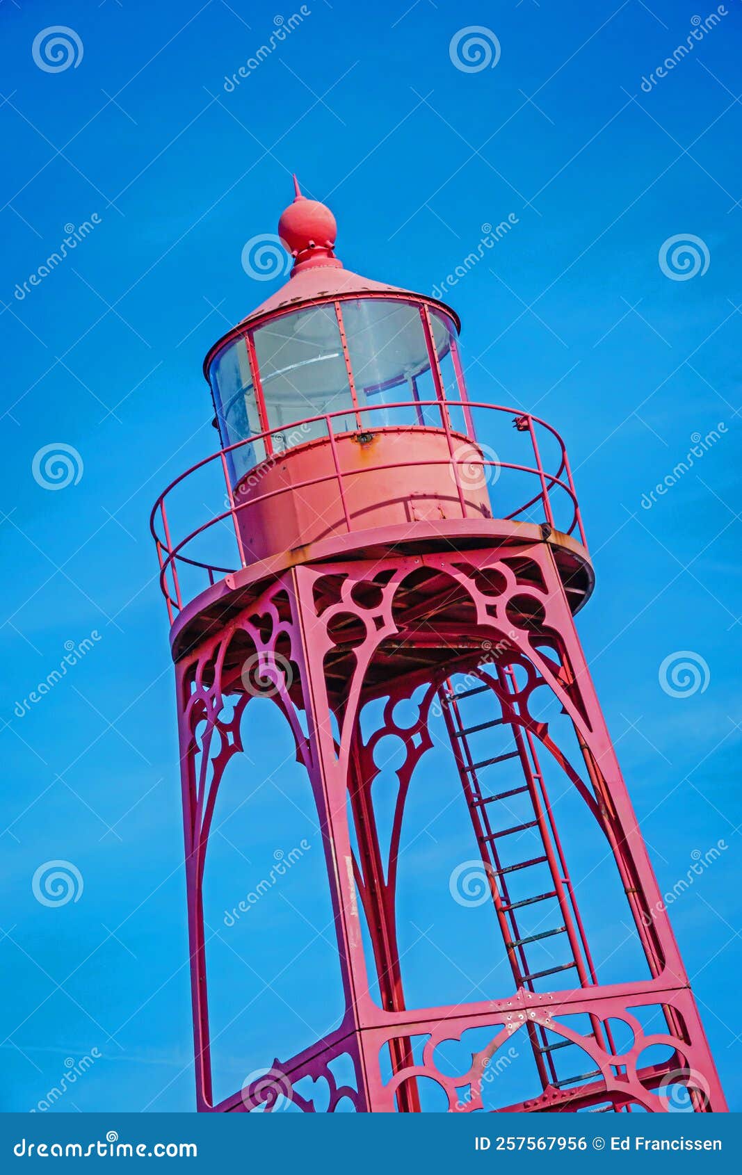 The Top of an Old Lighthouse Against a Blue Sky. Stock Photo - Image of ...