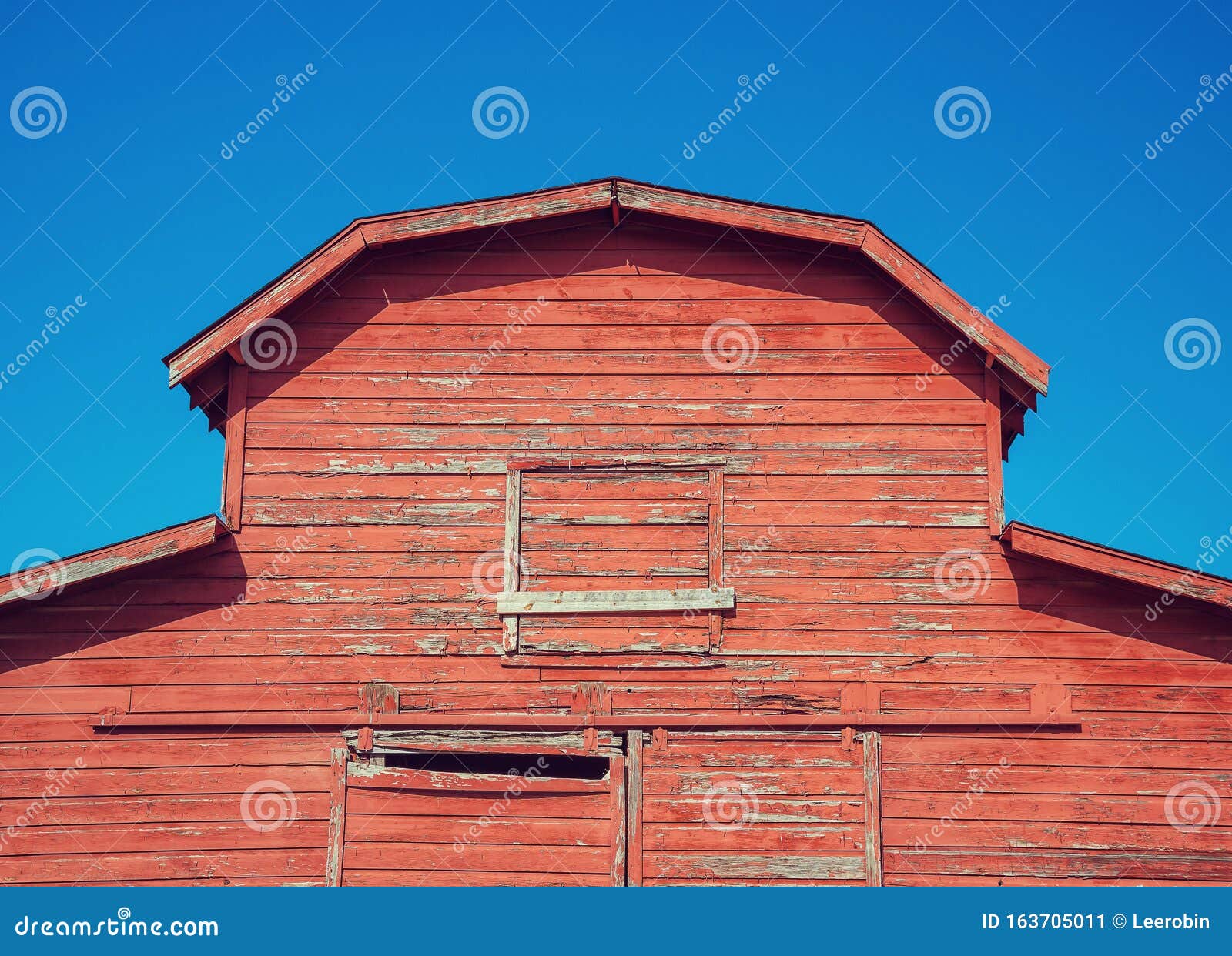 Top of an Old, Rustic Red Barn Stock Image - Image of exterior, paint ...