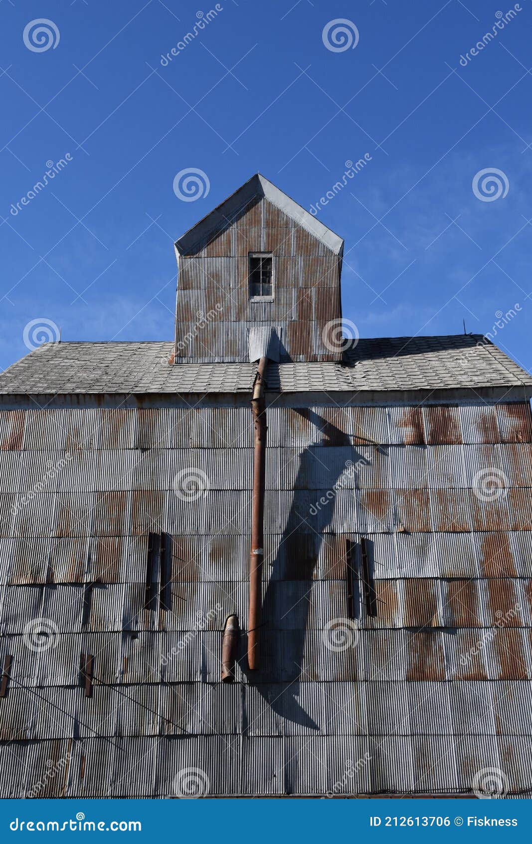 The Top of an Old Rusty Grain Elevator Stock Photo - Image of crop ...