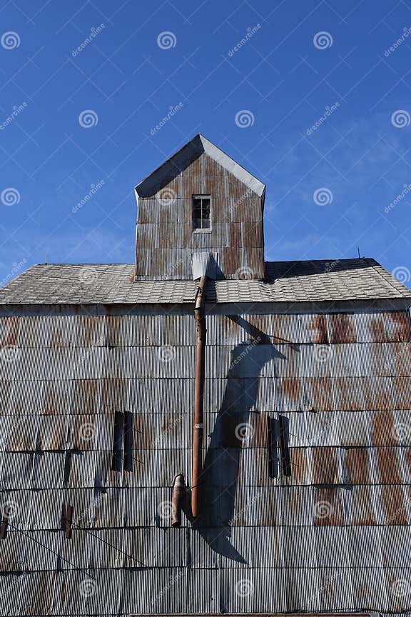 The Top of an Old Rusty Grain Elevator Stock Photo - Image of crop ...