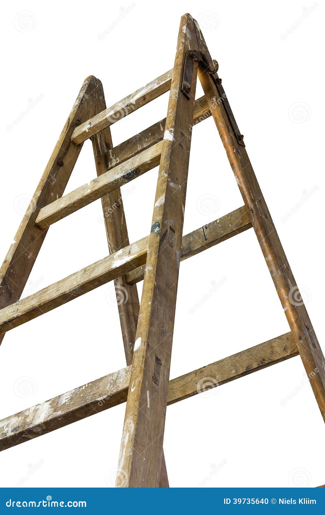 Top of a Painters Wood Ladder Stock Photo - Image of stepladder ...