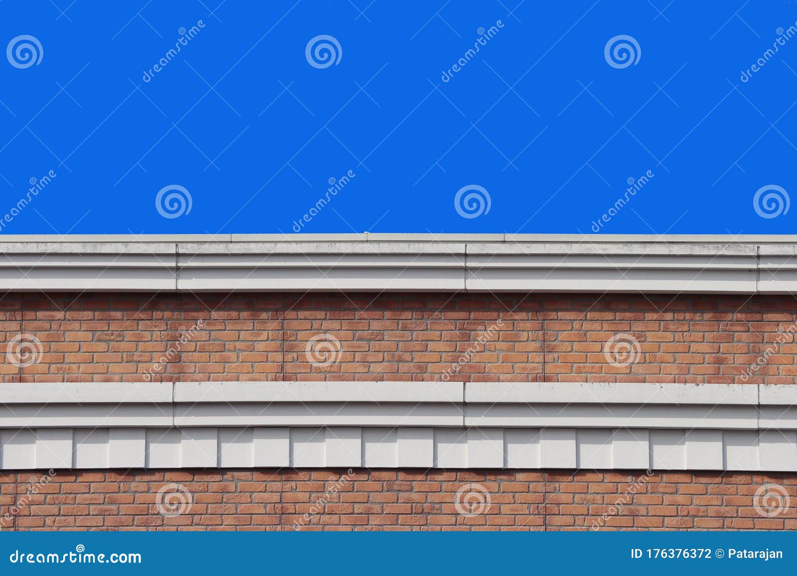Top Part of High Brick Stack Wall Design Building with Clear Blue Sky ...