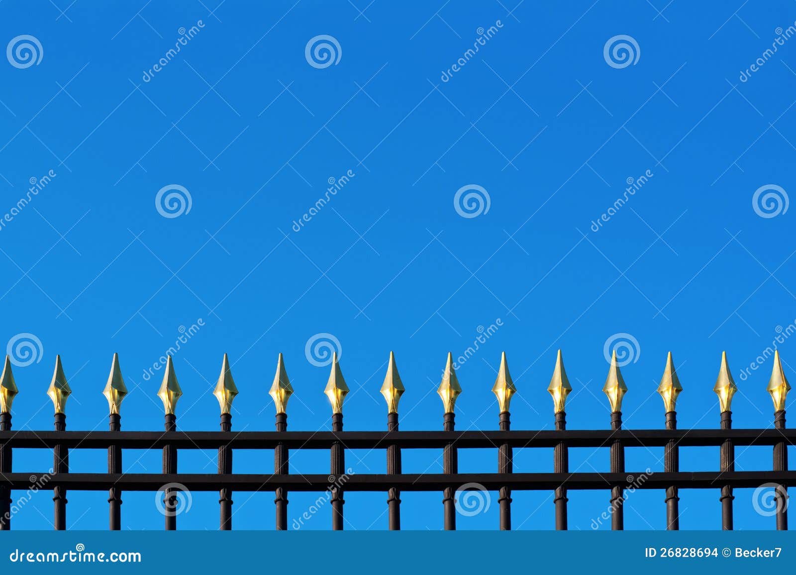 Top Part of Old Beautiful Metallic Fence with Gold Stock Photo - Image ...