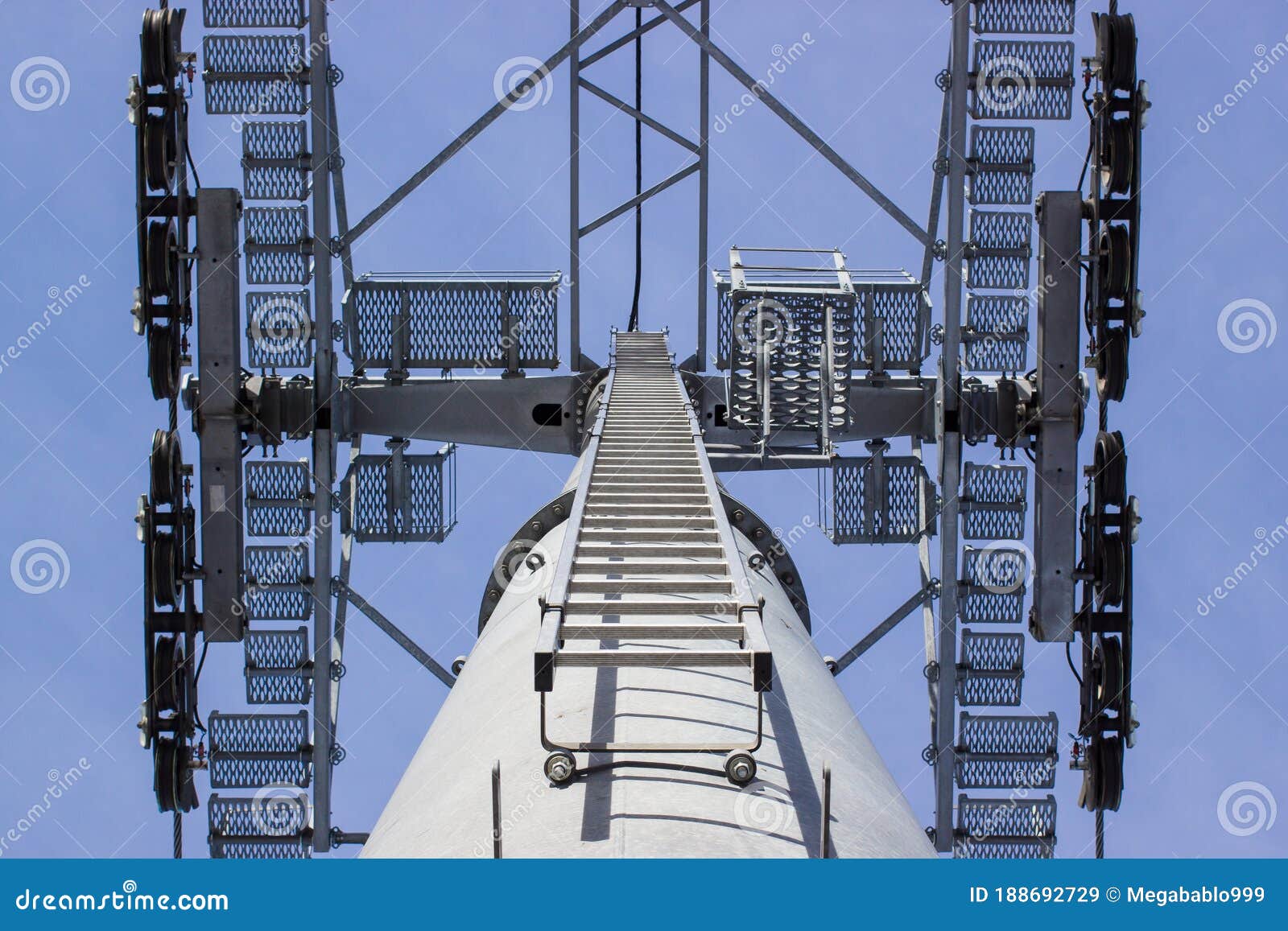 Top Part of Ski-lift Support on Ropes, Minimalism View Stock Image ...