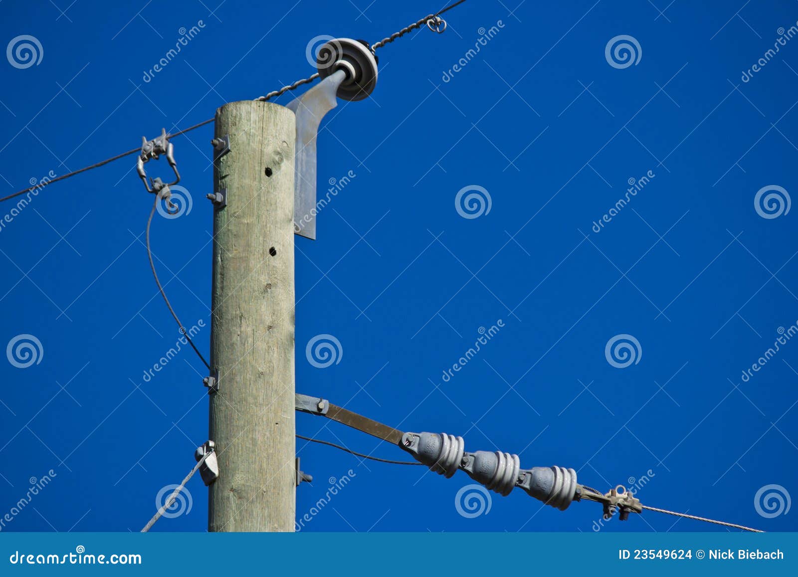 Top of power line pole stock photo. Image of conductor - 23549624