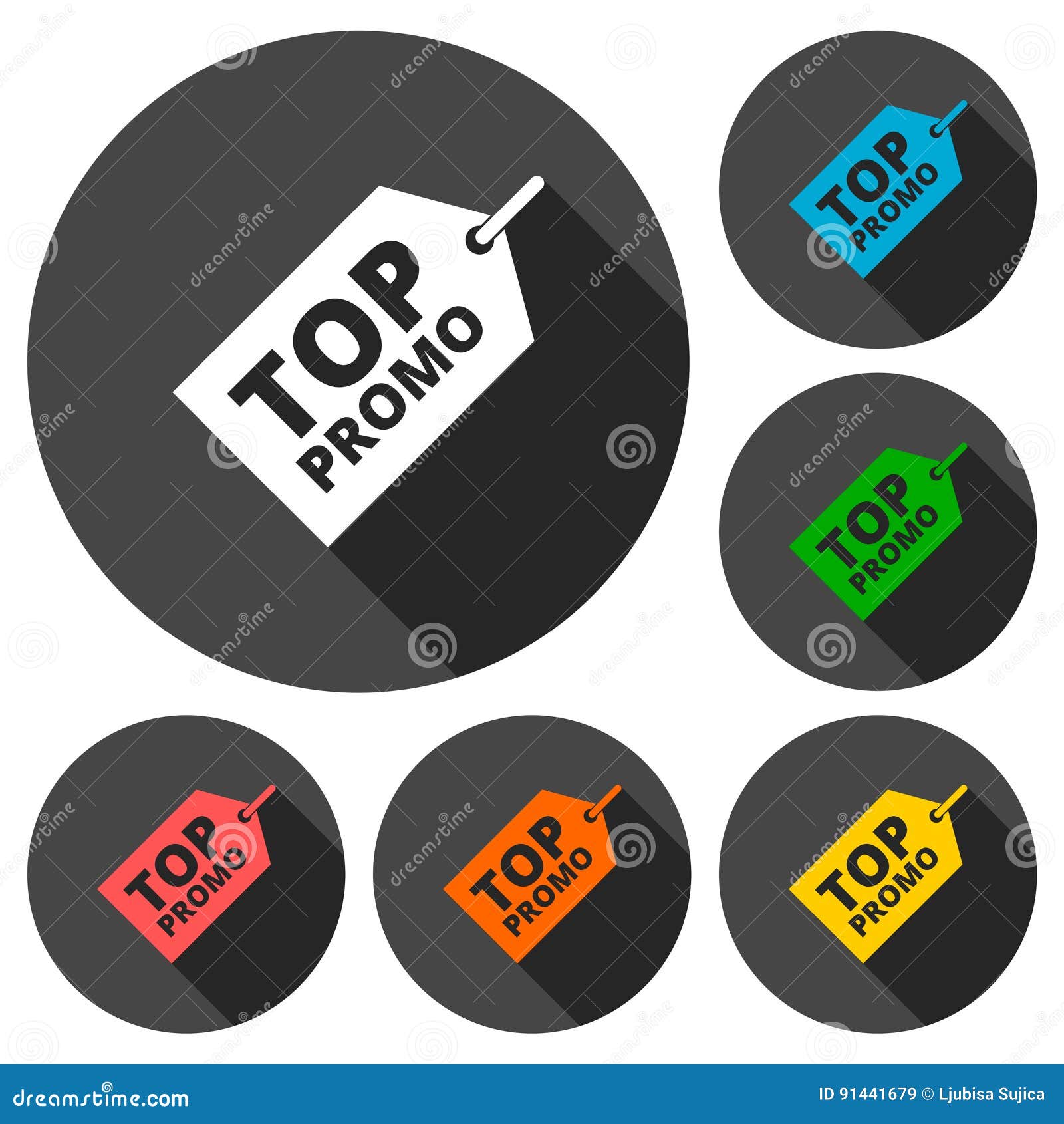 Top Promo Icons Set with Long Shadow Stock Vector - Illustration of ...