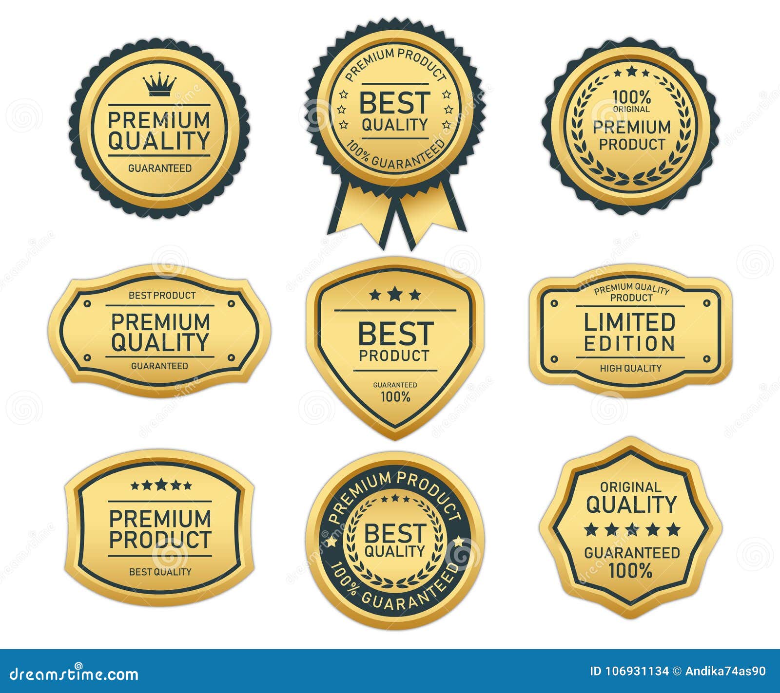 Top Quality Label Gold On White Background Stock Vector - Illustration ...