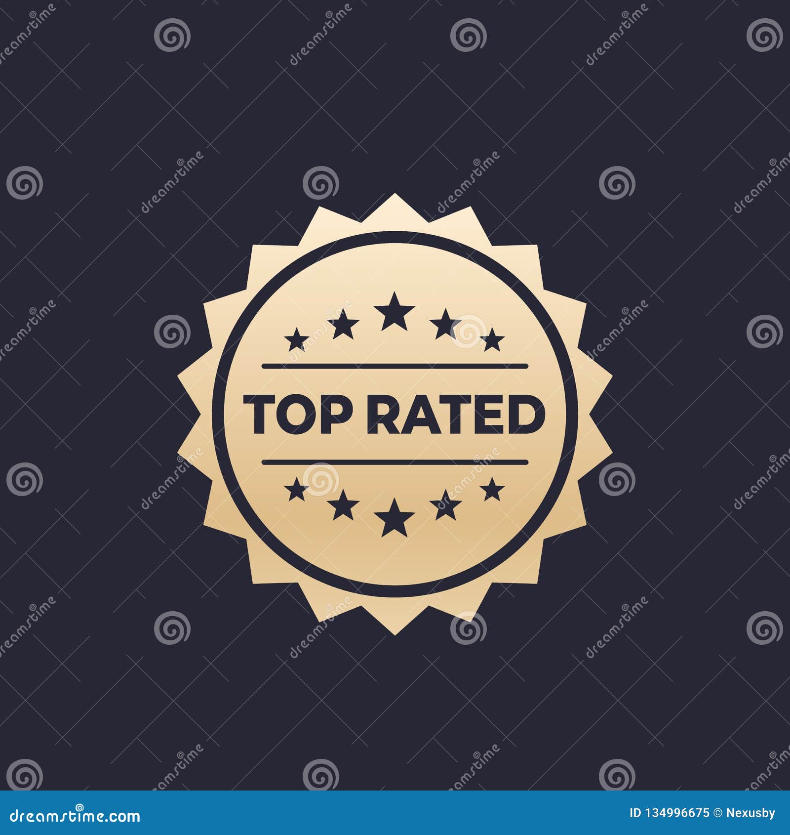 Top Rated Vector Badge, Gold on Dark Stock Vector - Illustration of ...