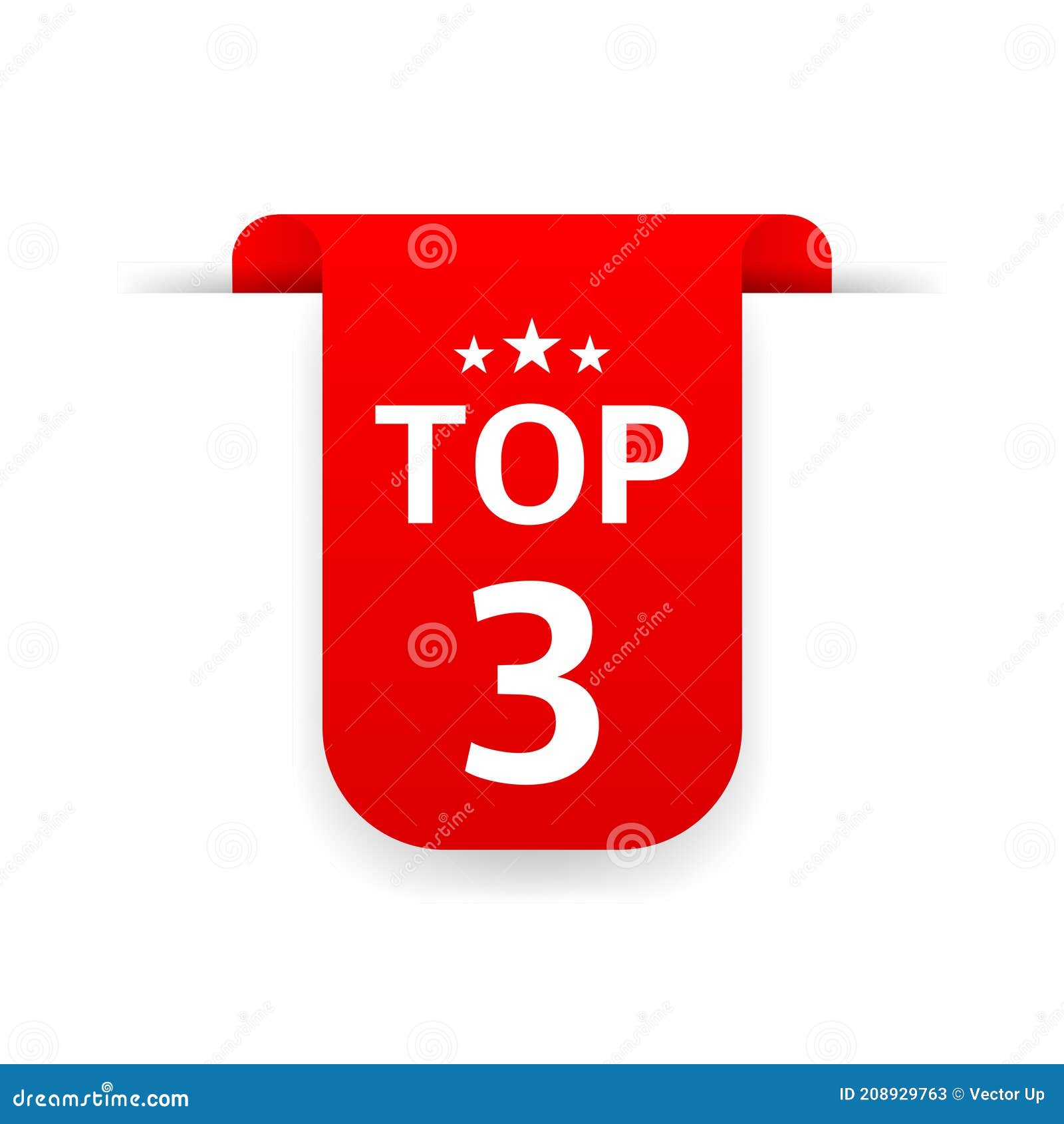 Top 3. Red Ribbon. Flat Vector Illustration on White Background. Stock ...