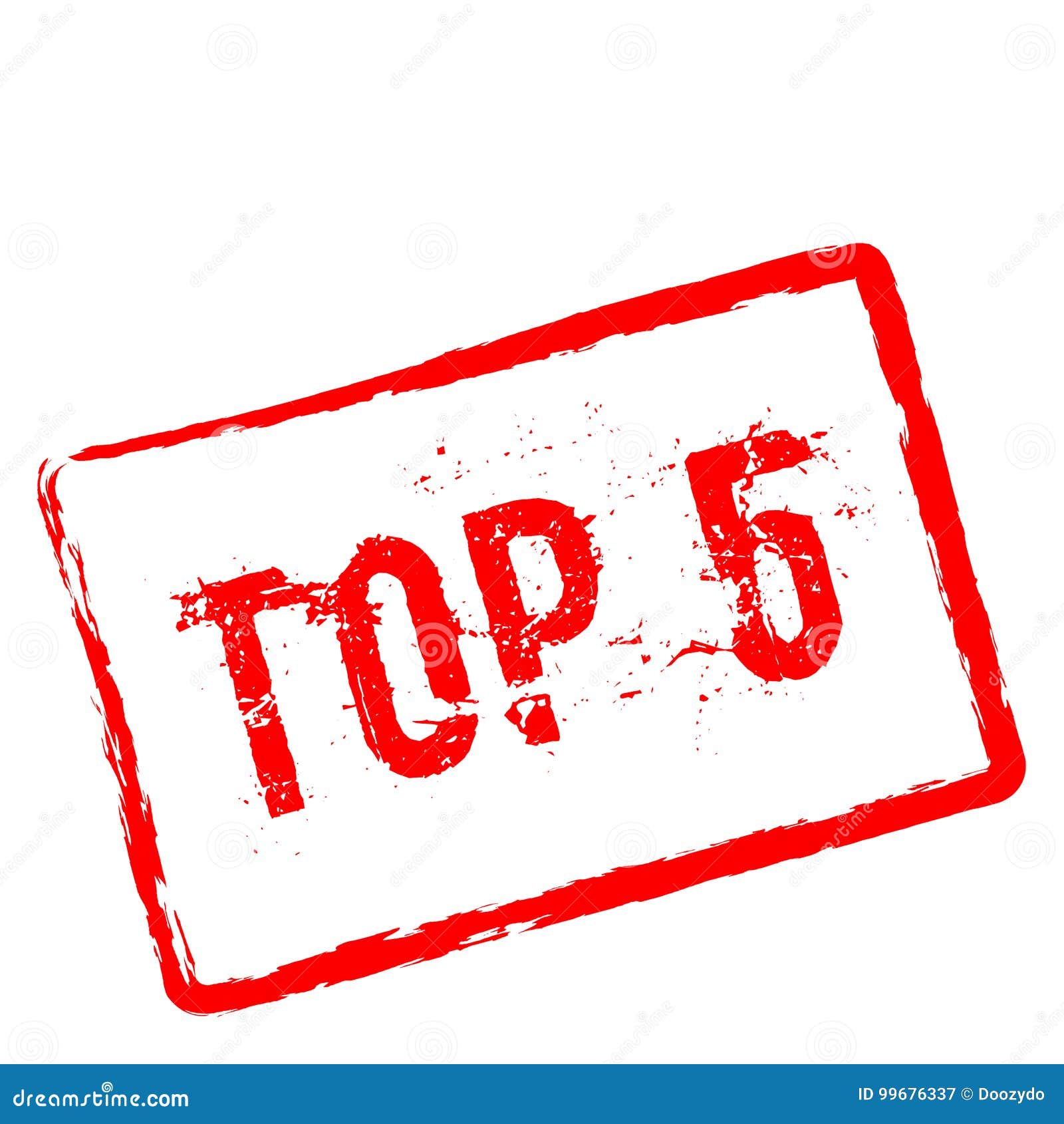 Top 5 Red Rubber Stamp Isolated on White. Stock Vector - Illustration ...