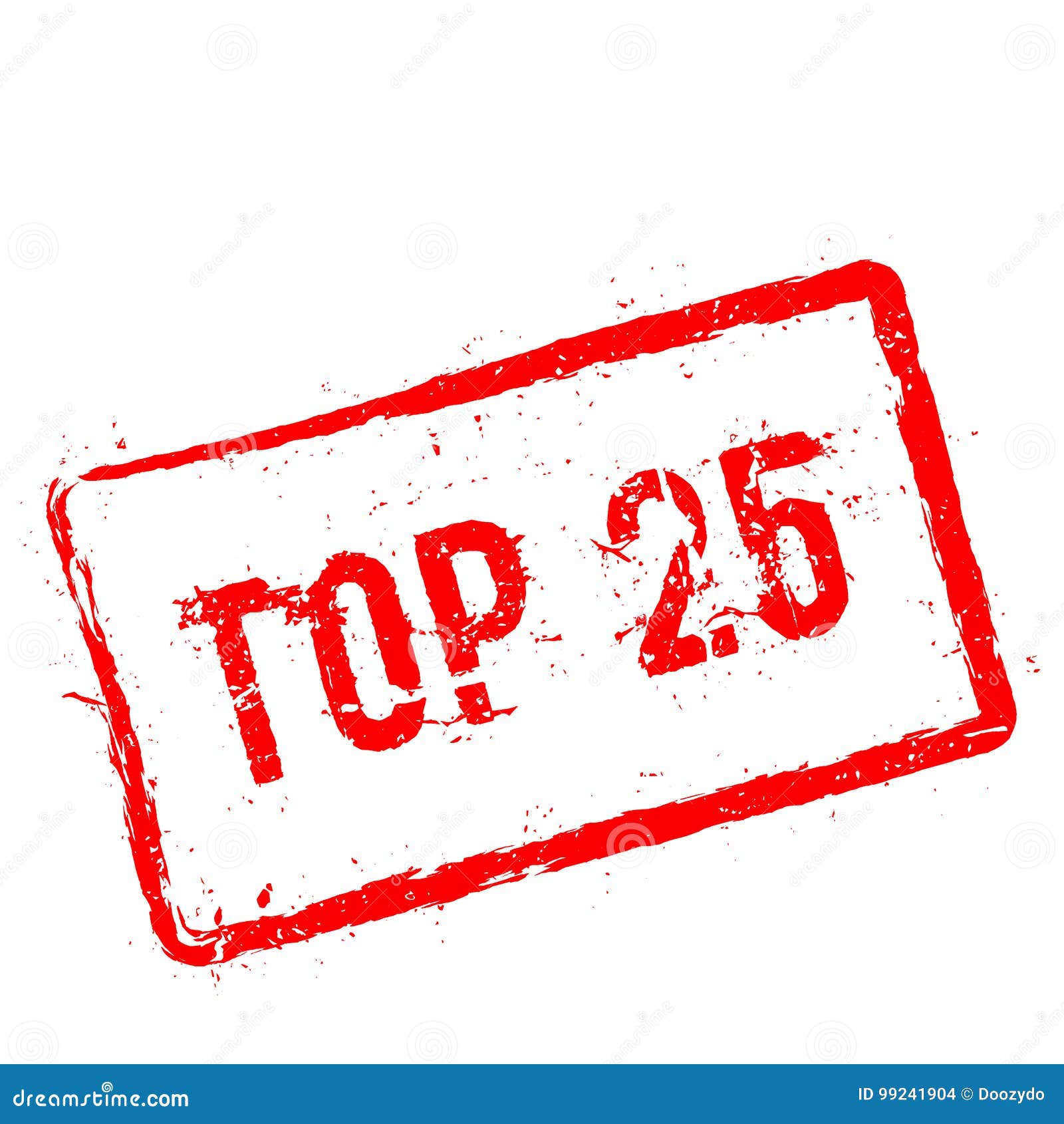 Top 25 Red Rubber Stamp Isolated on White. Stock Vector - Illustration ...