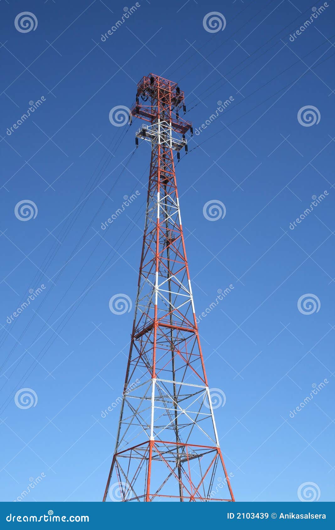 Top of the Red and White Electricity Pylon Stock Image - Image of ...