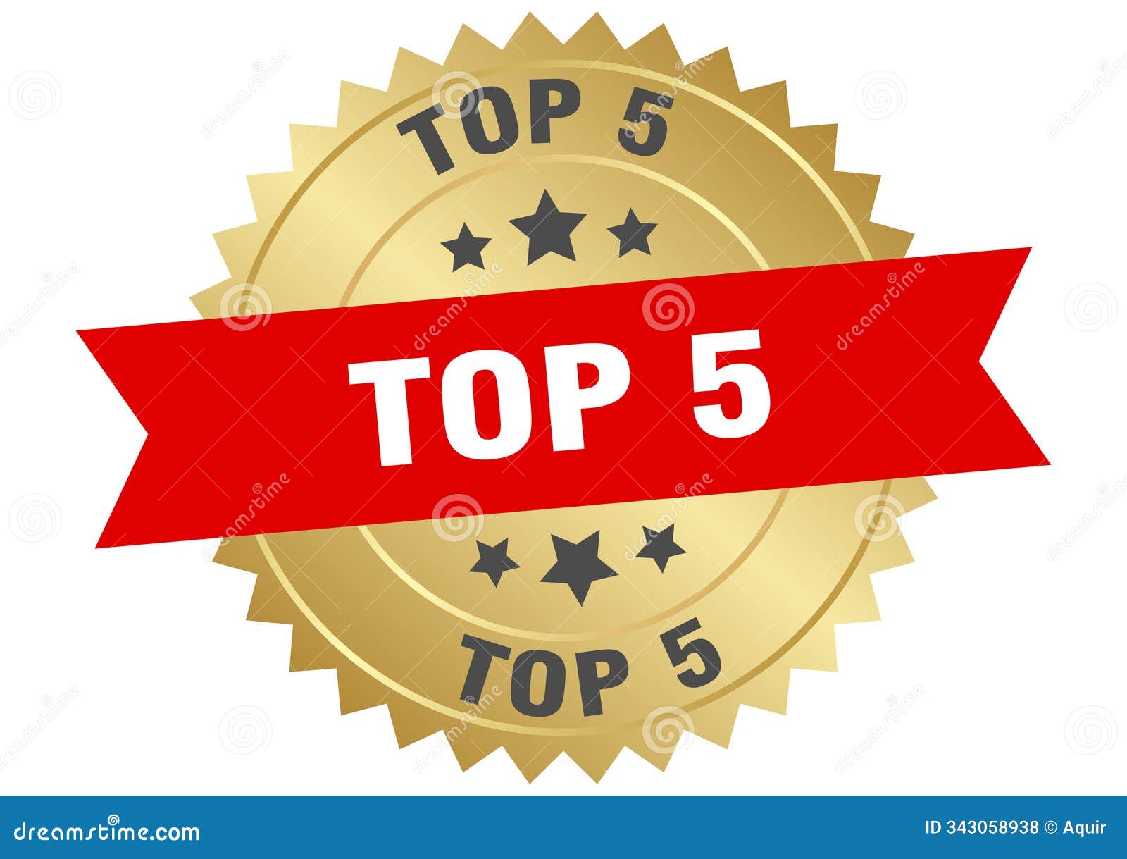 Top 5. Top 5 Round Red and Gold Label Isolated on Transparent ...
