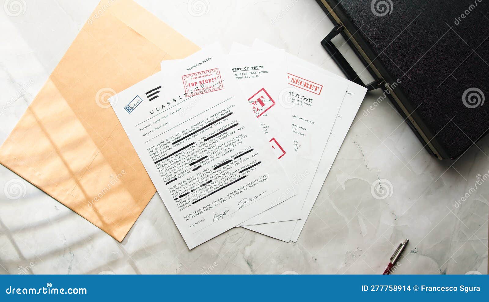 Top Secret Documents on Table Stock Photo - Image of information ...