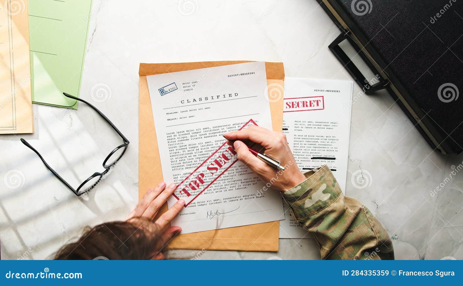 Top Secret Documents on Table Stock Image - Image of confidentiality ...