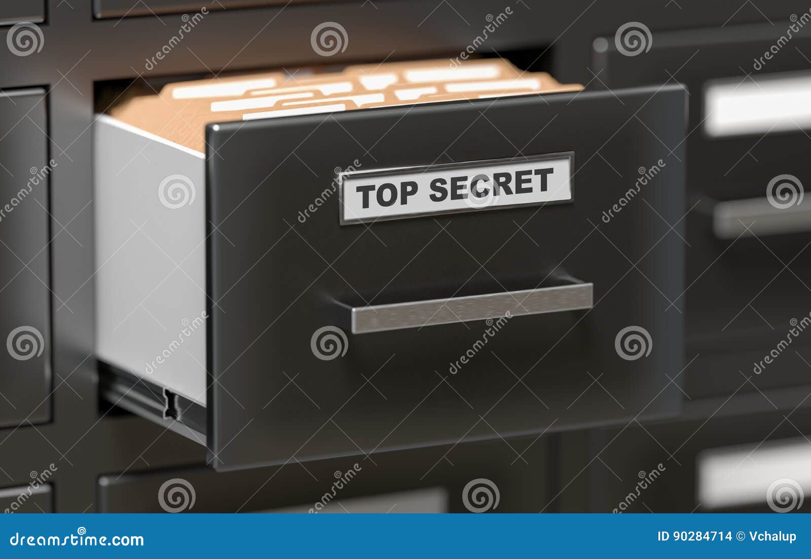 Top Secret Files and Documents in Cabinets in Office. 3D Rendered ...