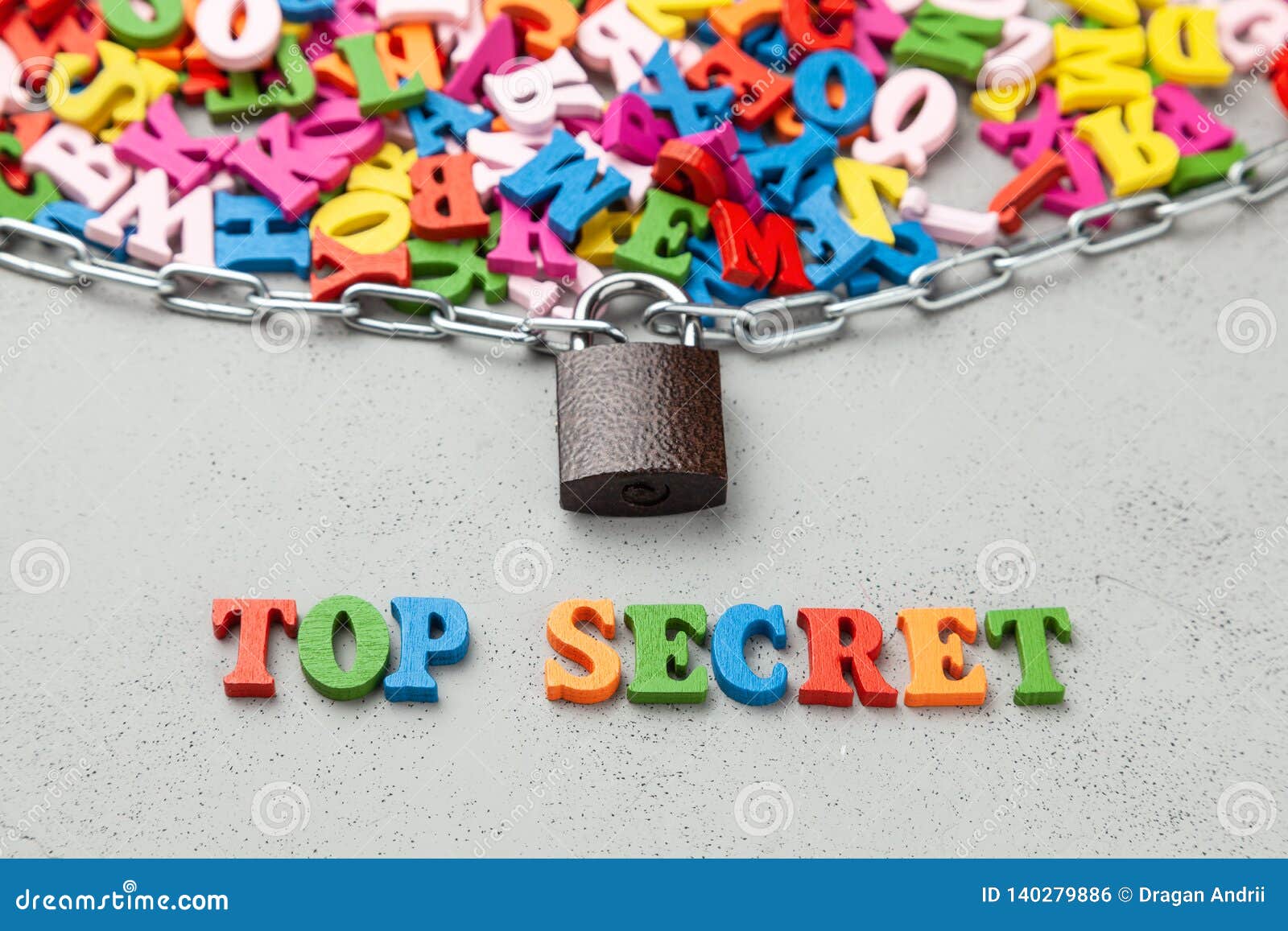 Top Secret Information. Letters of Information Symbol Wrapped in Chain ...