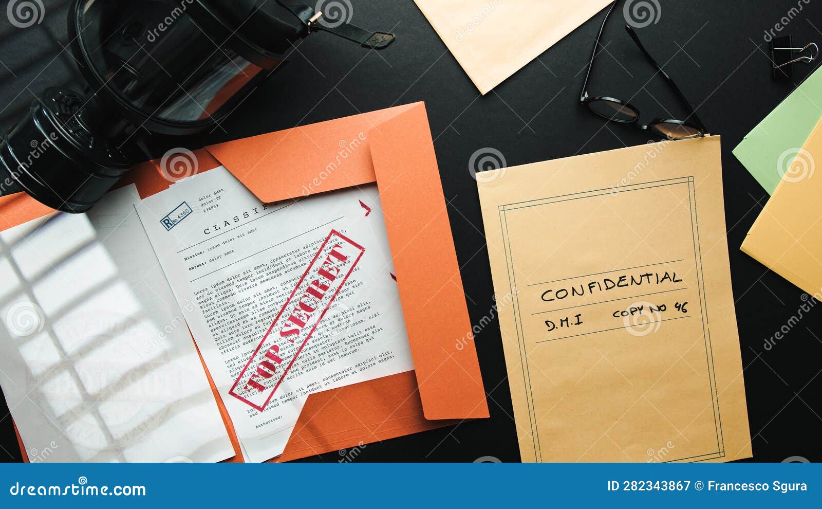 Top Secret papers on desk stock image. Image of classified - 282343867