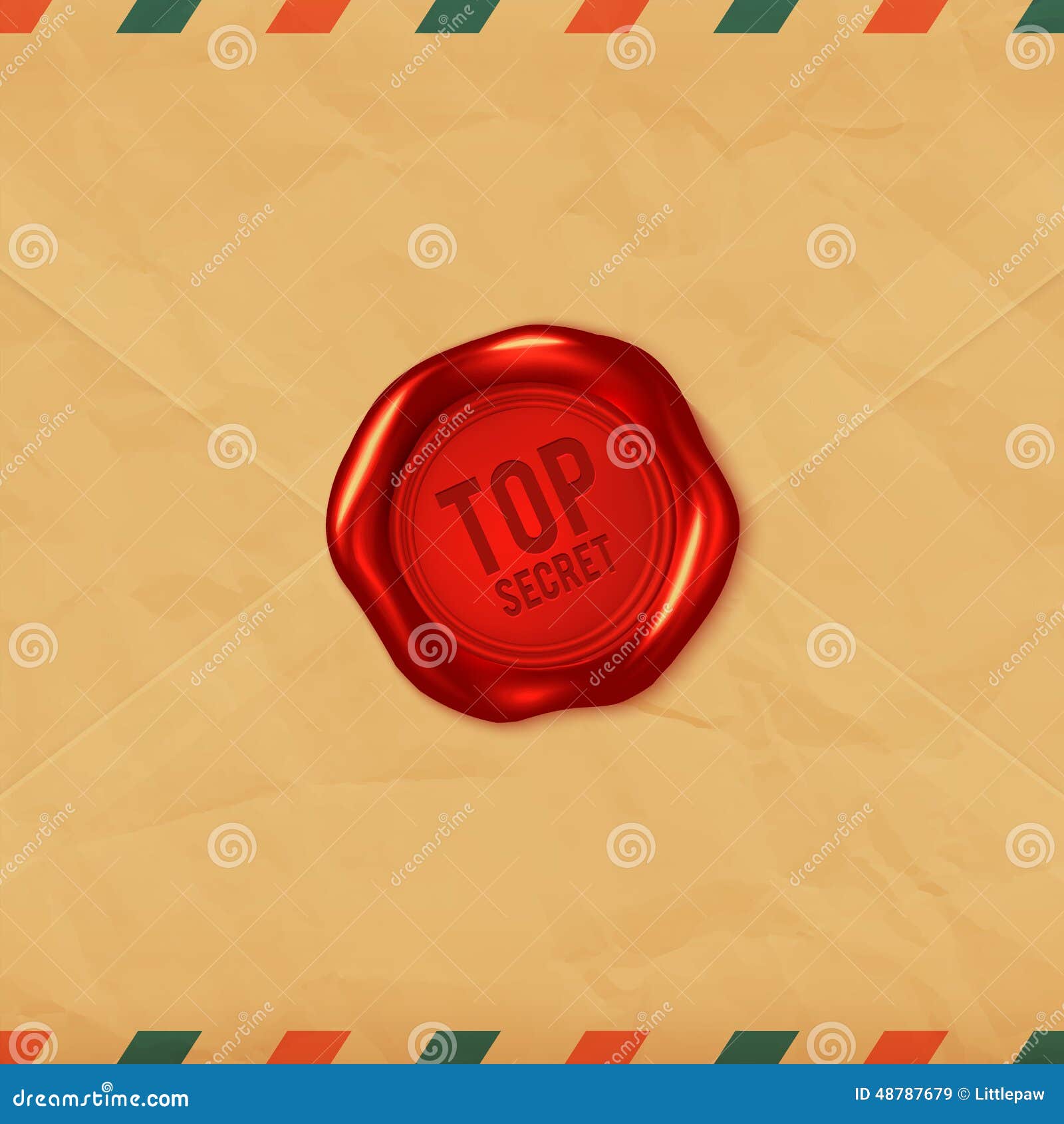 A Secret Envelope, A Parcel Bound With A Rope, With Symbolic Lock. Open ...