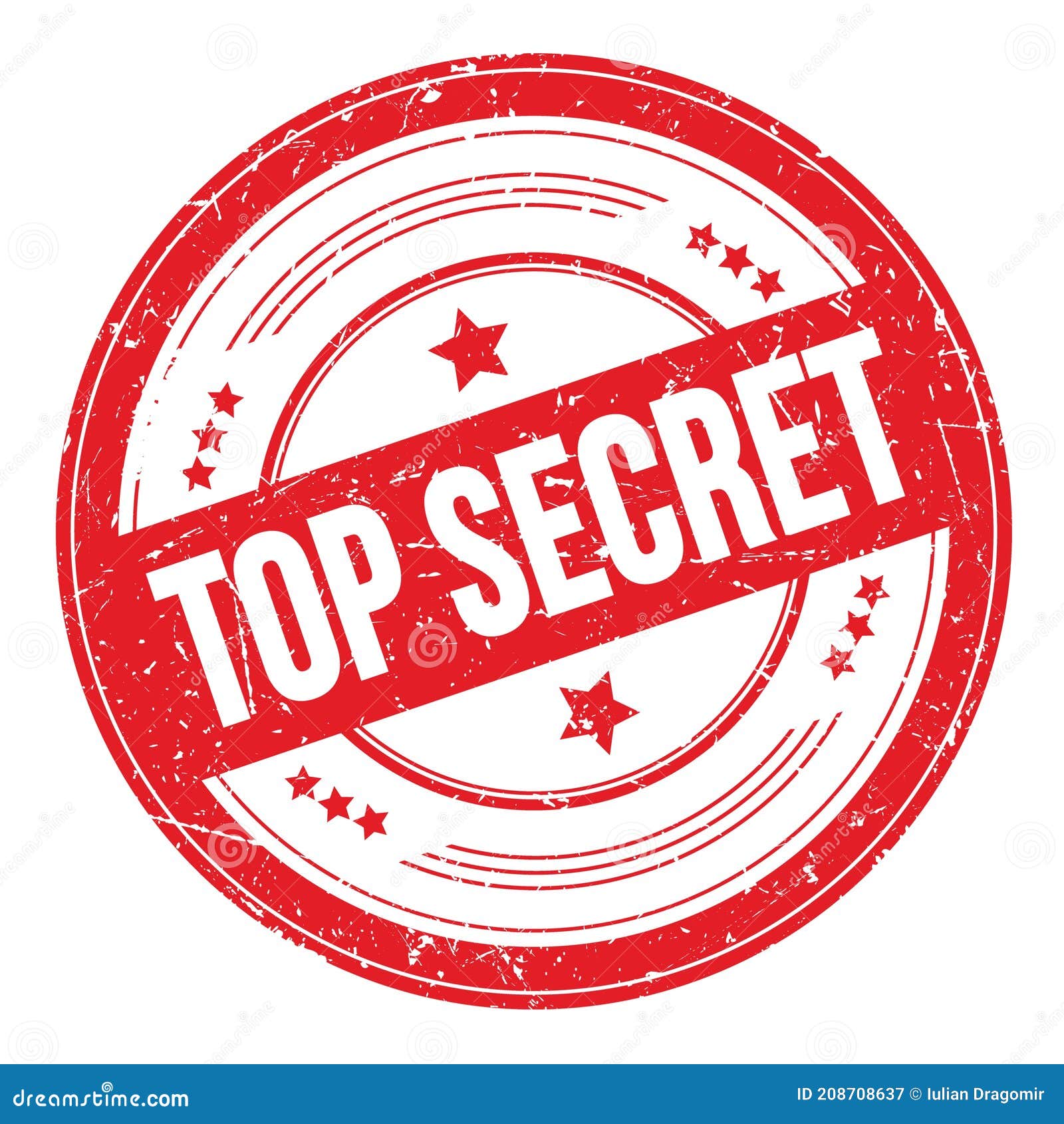 TOP SECRET Text on Red Round Grungy Stamp Stock Illustration ...